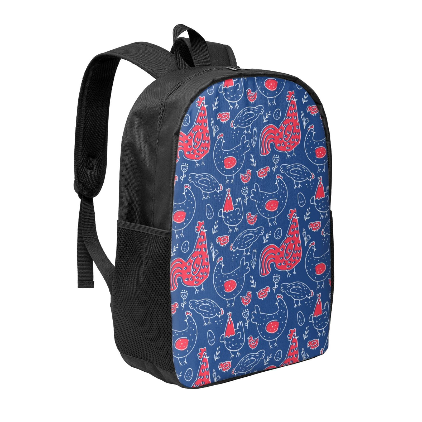 Goofa Chicken and Rooster Pattern 17in Student Backpack - School ...