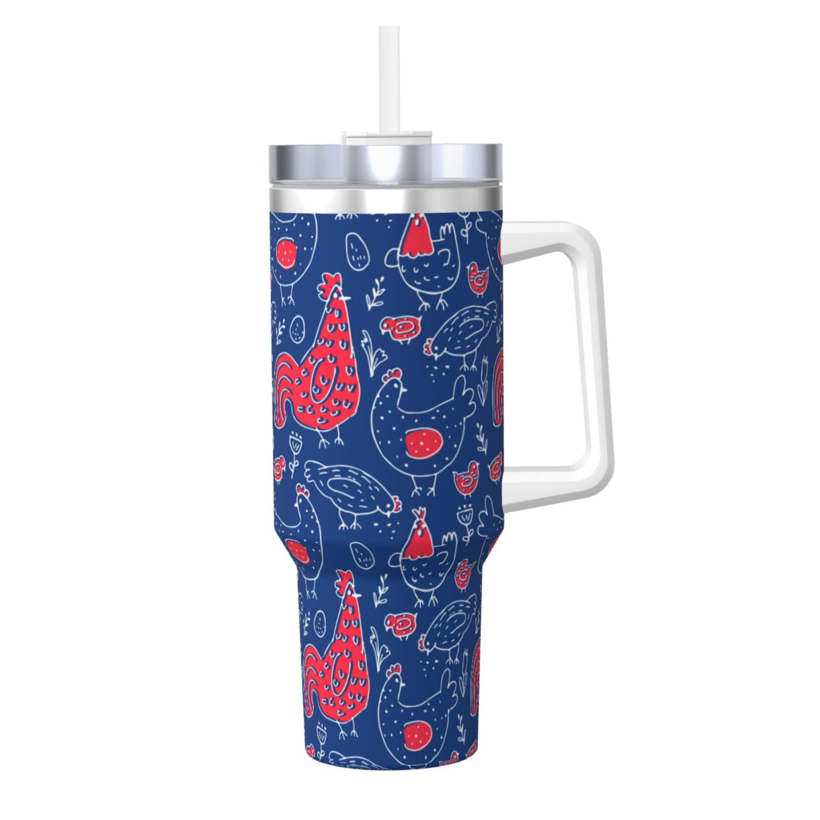 Goofa Chicken and Rooster Print 40oz Ice Bully With Handle And Straw ...