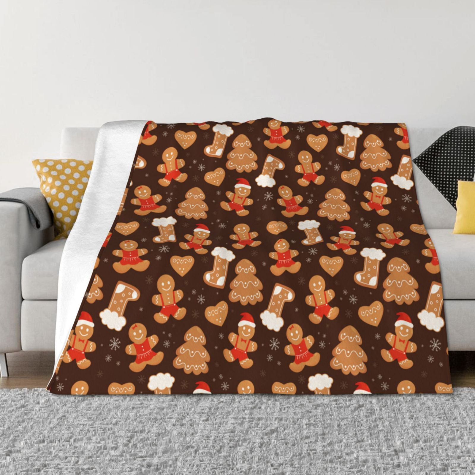 Goofa Christmas Gingerbread Cookies Pattern Fleece Throw Blanket for ...
