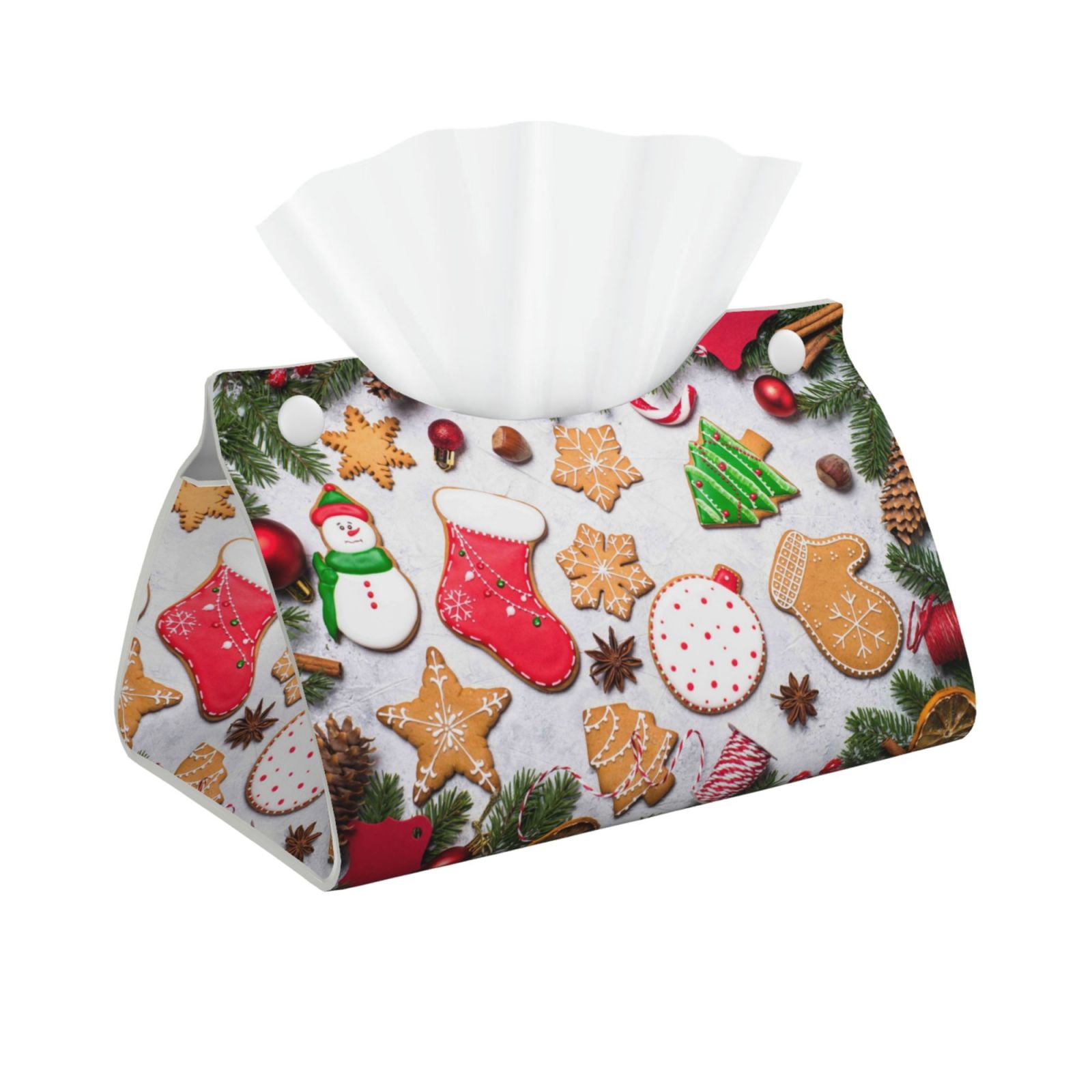 Goofa Christmas Gingerbread Cookies Pattern Triangle Square Tissue Box ...
