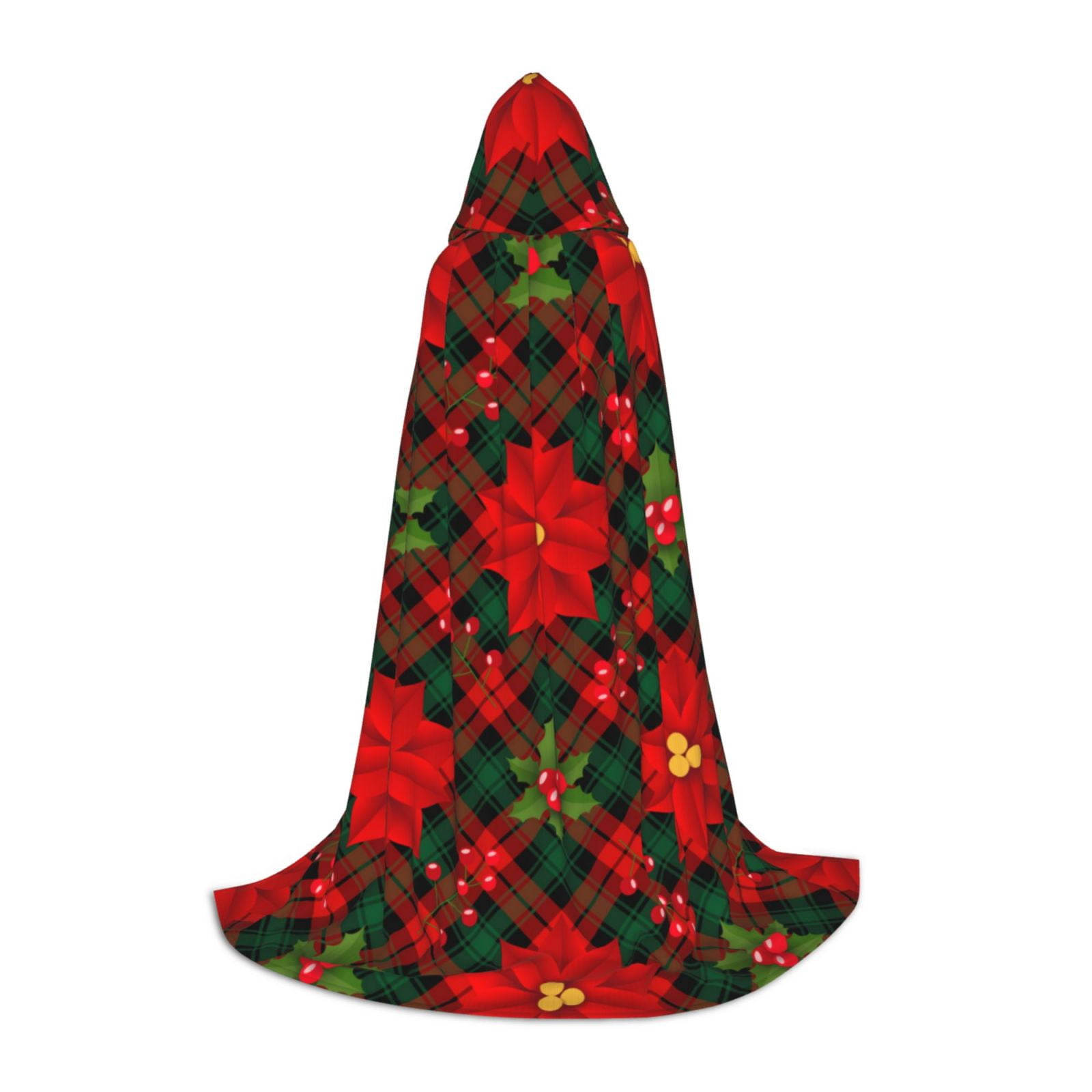 Goofa Christmas Plaid Flower Pattern Hooded Halloween Cloak for Kids ...