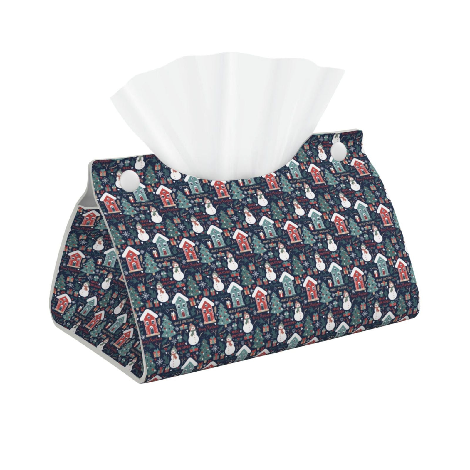 Goofa Christmas Village Pattern Triangle Square Tissue Box Cover ...