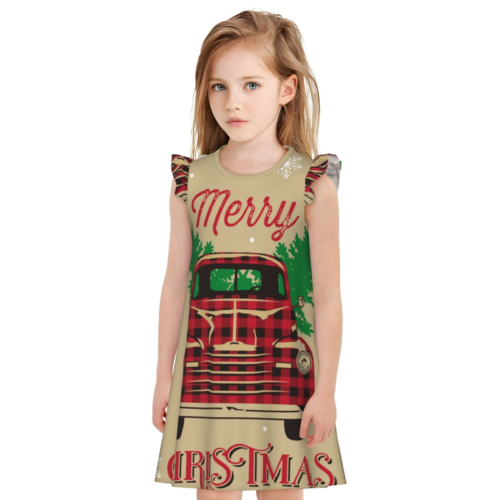 Goofa Christmas Vintage Red Truck Pattern Sweet & Sassy Girls ...