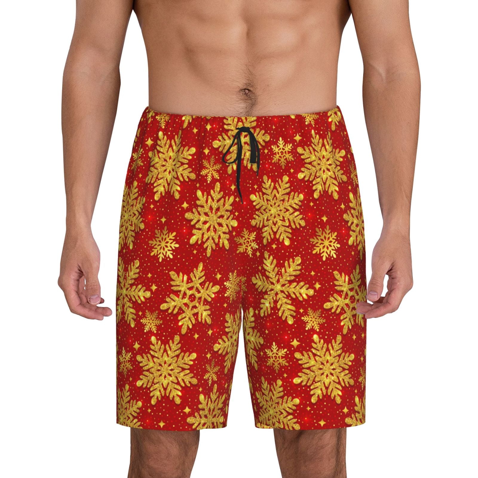 Goofa Christmas With Gold Snowflakes Pattern Men's Pajama Short Sleep ...