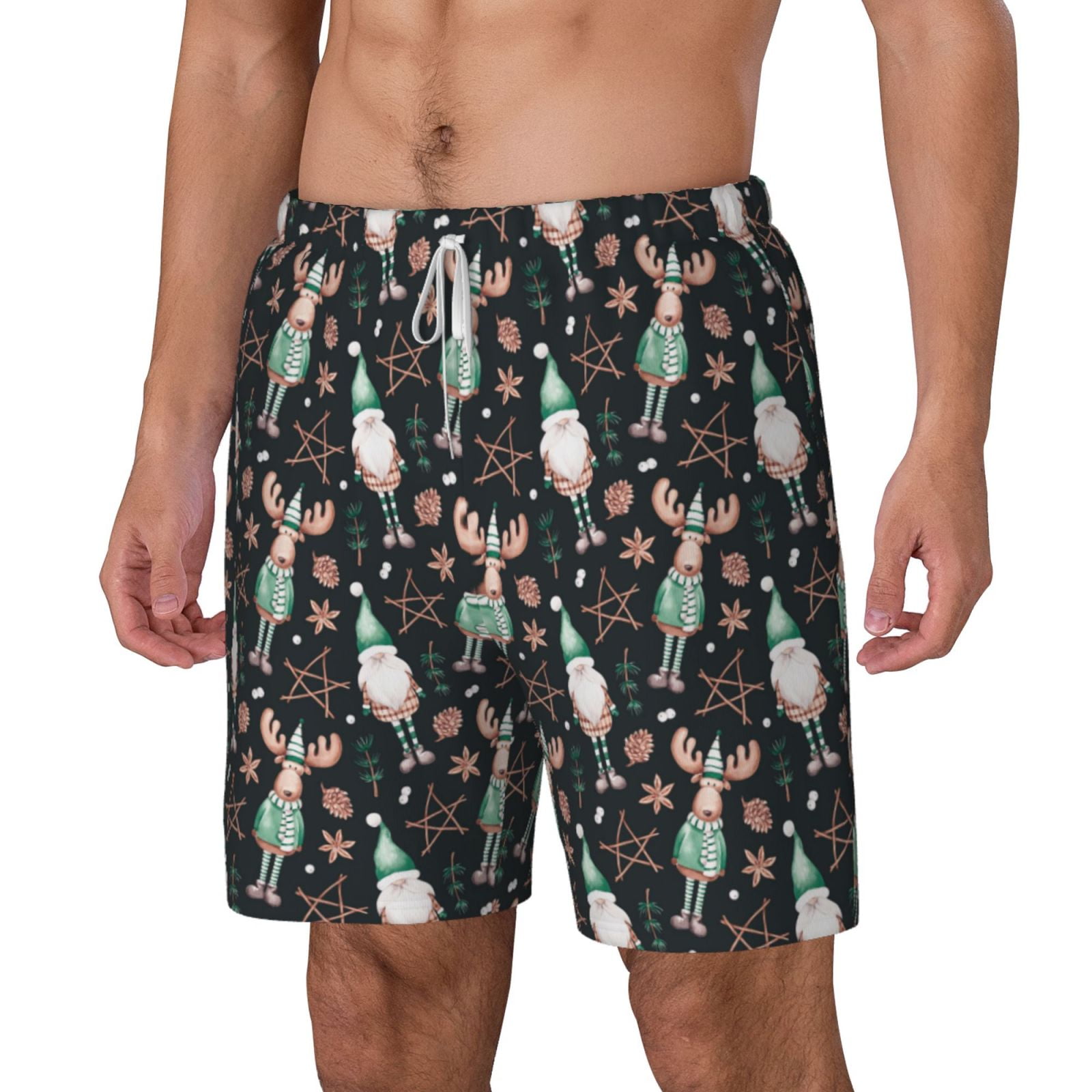 Goofa Christmas cute deer old man Printed Men's Swim Trunks Board ...