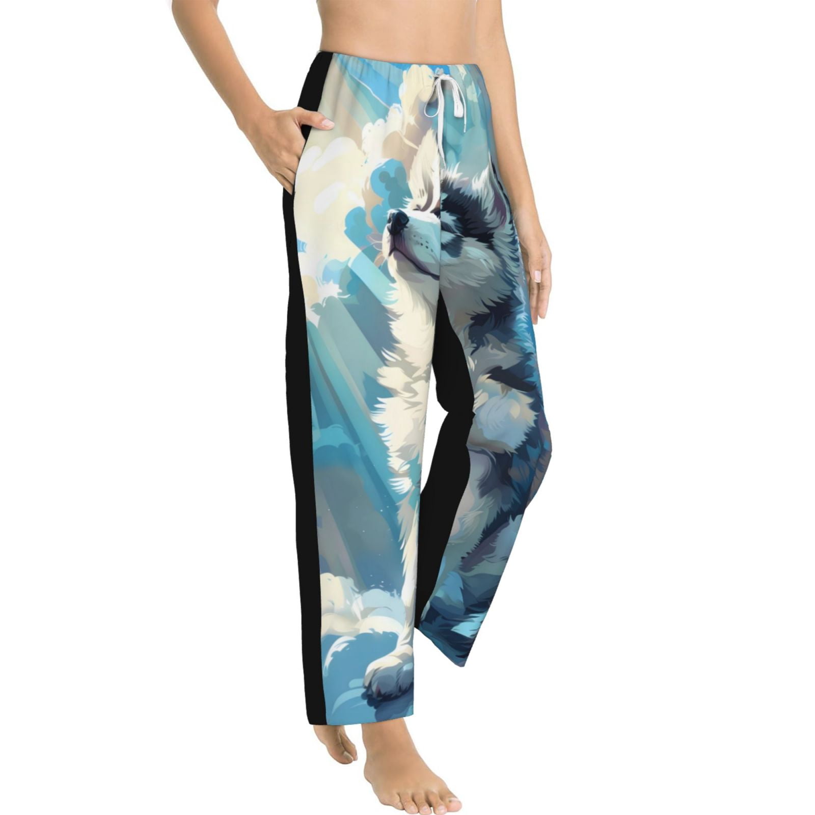 Goofa Cloud Sunshine Puppy Printed Soft Pajama Pants for Women, Wide ...