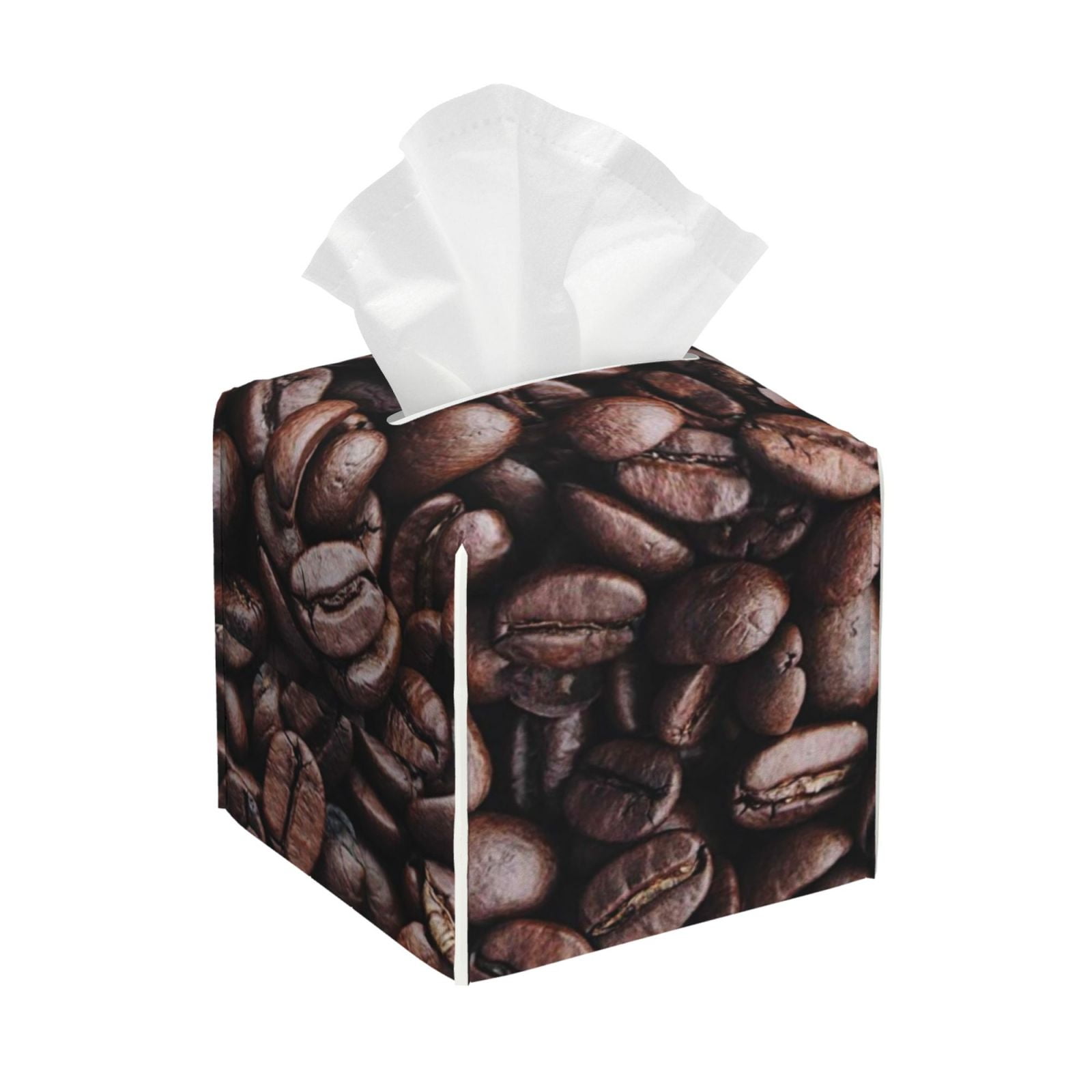 Goofa Coffee Bean Tissue Box Cover PVC Leather Tissue Holder Square ...