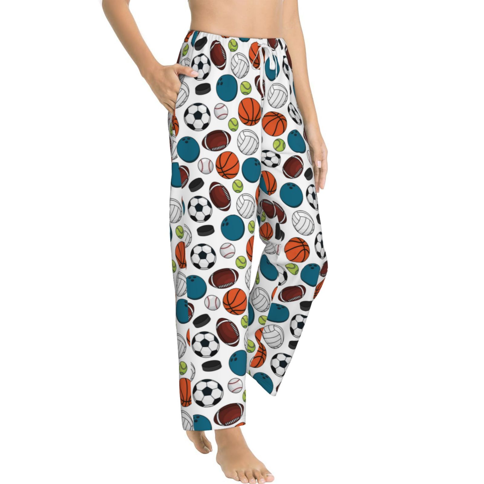 Goofa Color Balls Printed Soft Pajama Pants for Women, Wide Leg Comfy ...