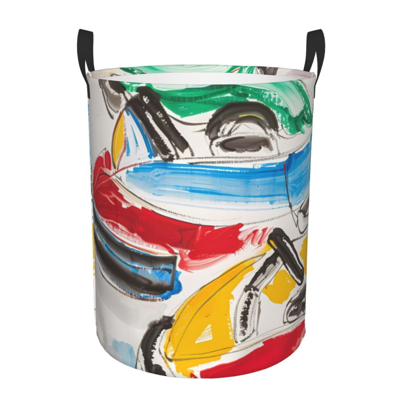 Goofa Colorful Abstract Bumper Cars Printed Circular Hamper,Laundry ...