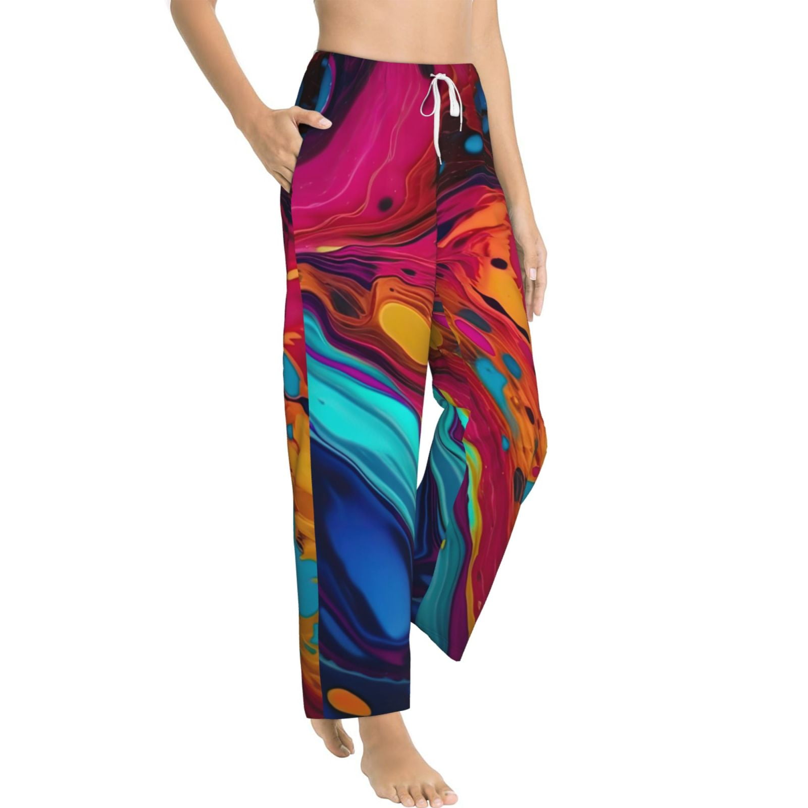 Goofa Colorful Abstract Swirls Printed Soft Pajama Pants for Women ...