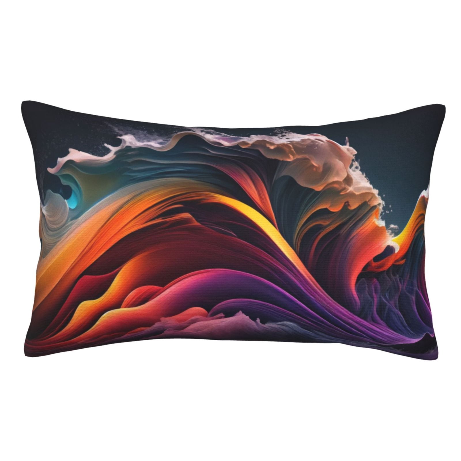 Goofa Colorful Abstract Wave Motion Print Plush Throw Pillow Case, Soft ...