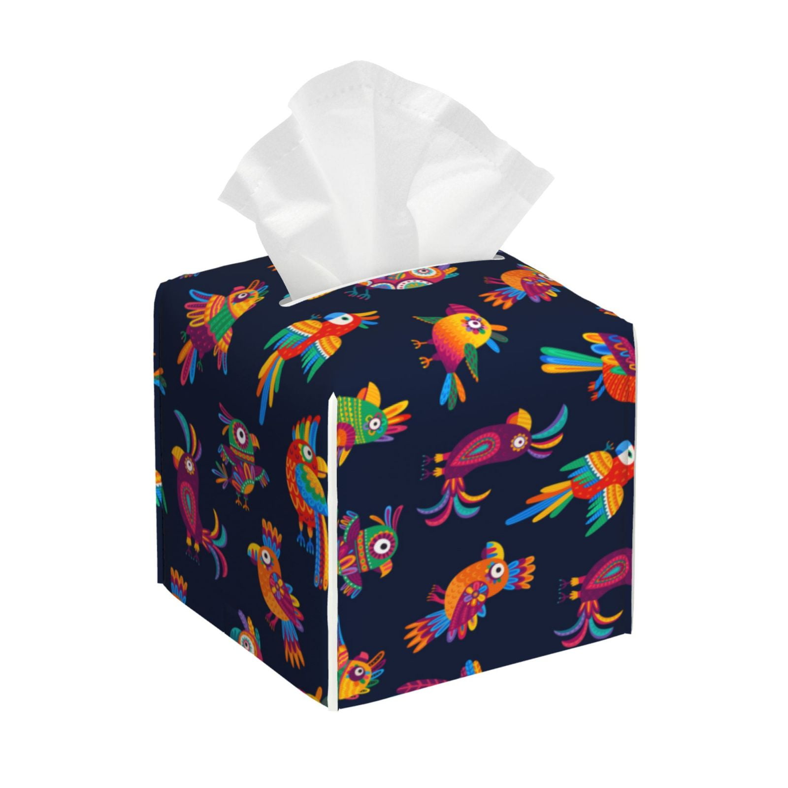 Goofa Colorful Birds Tissue Box Cover PVC Leather Tissue Holder Square ...