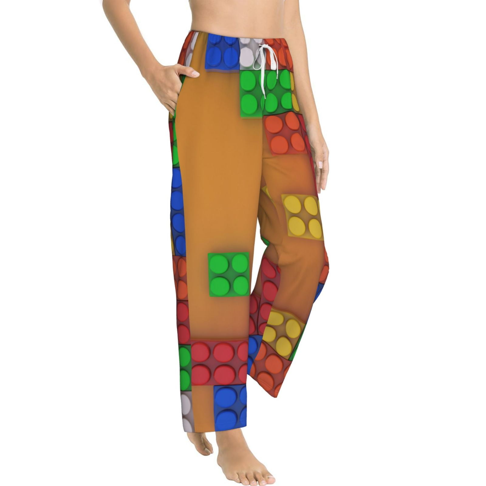 Goofa Colorful Building Blocks A Printed Soft Pajama Pants for Women ...
