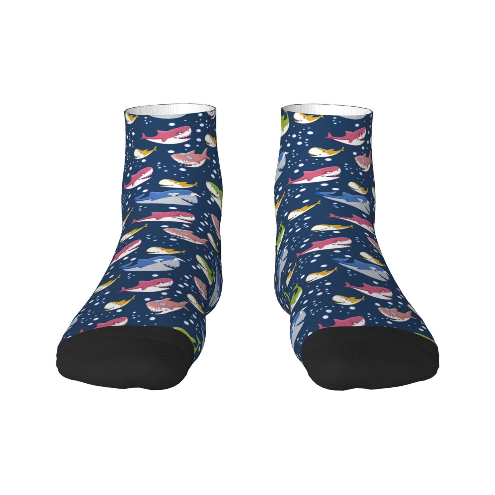 Goofa Colorful Cartoon Shark Pattern Non Slip Socks with Grips for ...