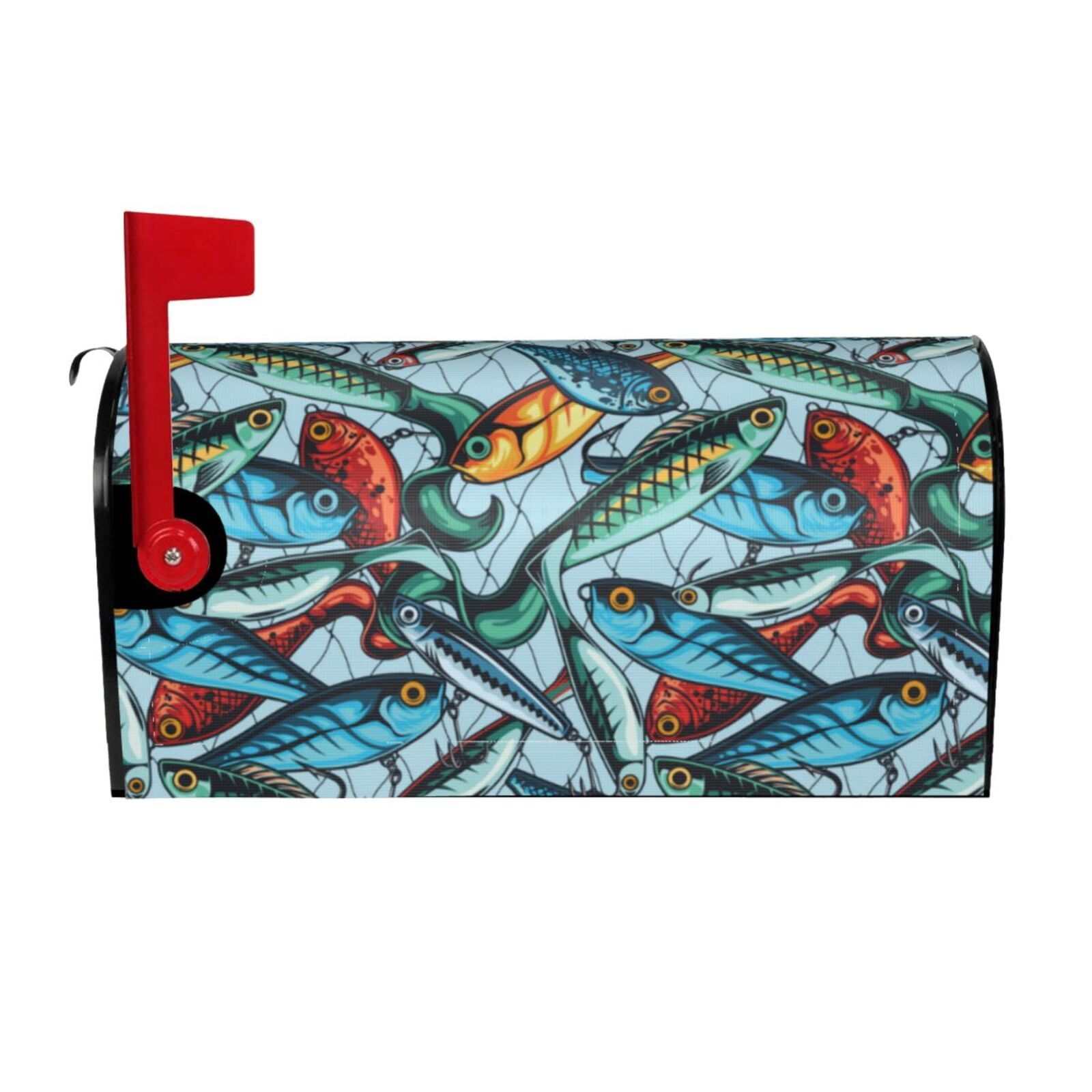 Goofa Colorful Fishing Baits Pattern Mailbox Cover, Mailbox Decoration ...