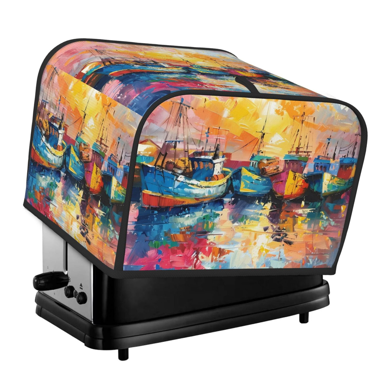 Goofa Colorful Fishing Boats Print Toaster Cover 4 Slice, Four Slice ...