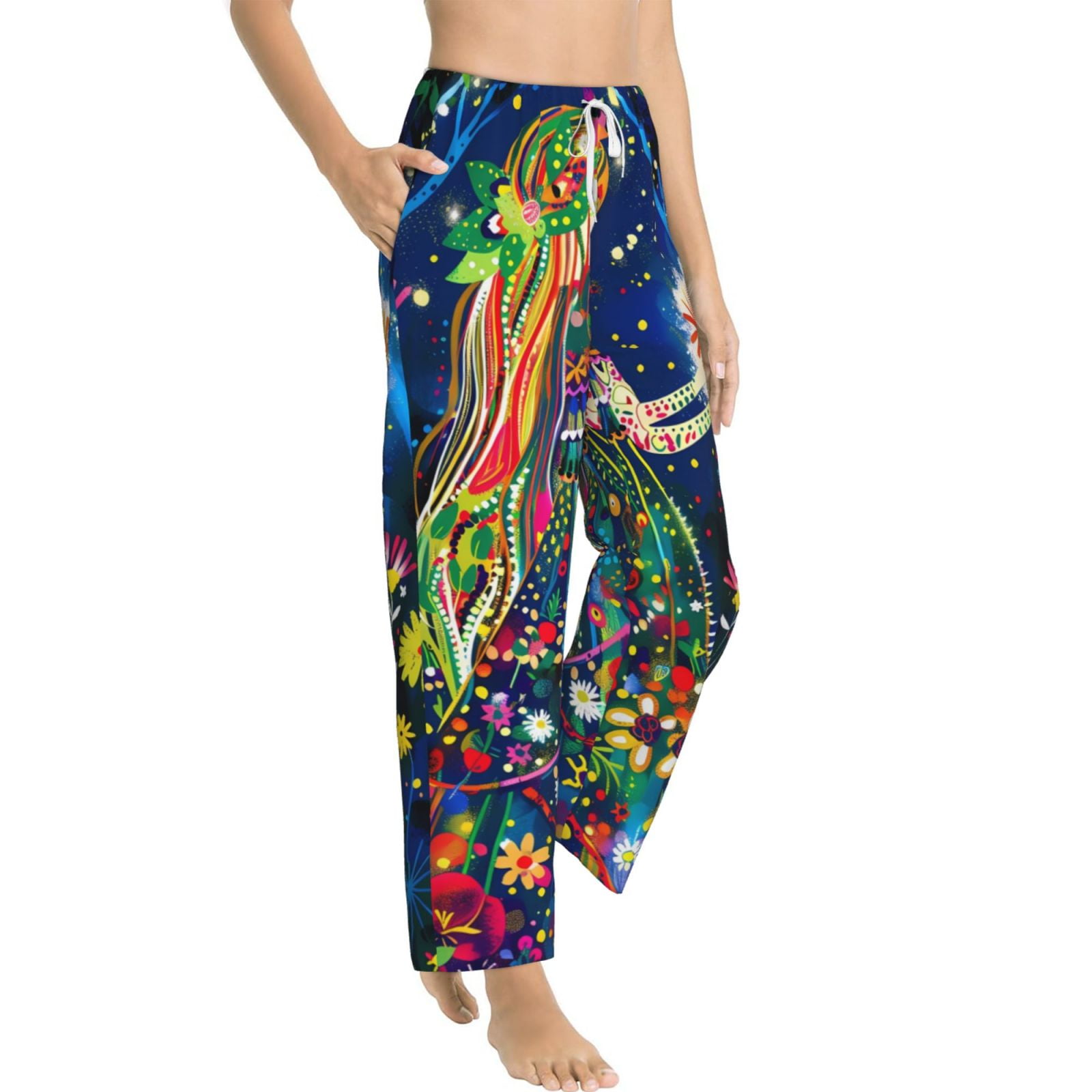 Goofa Colorful Floral Forest Fairy Printed Soft Pajama Pants for Women ...