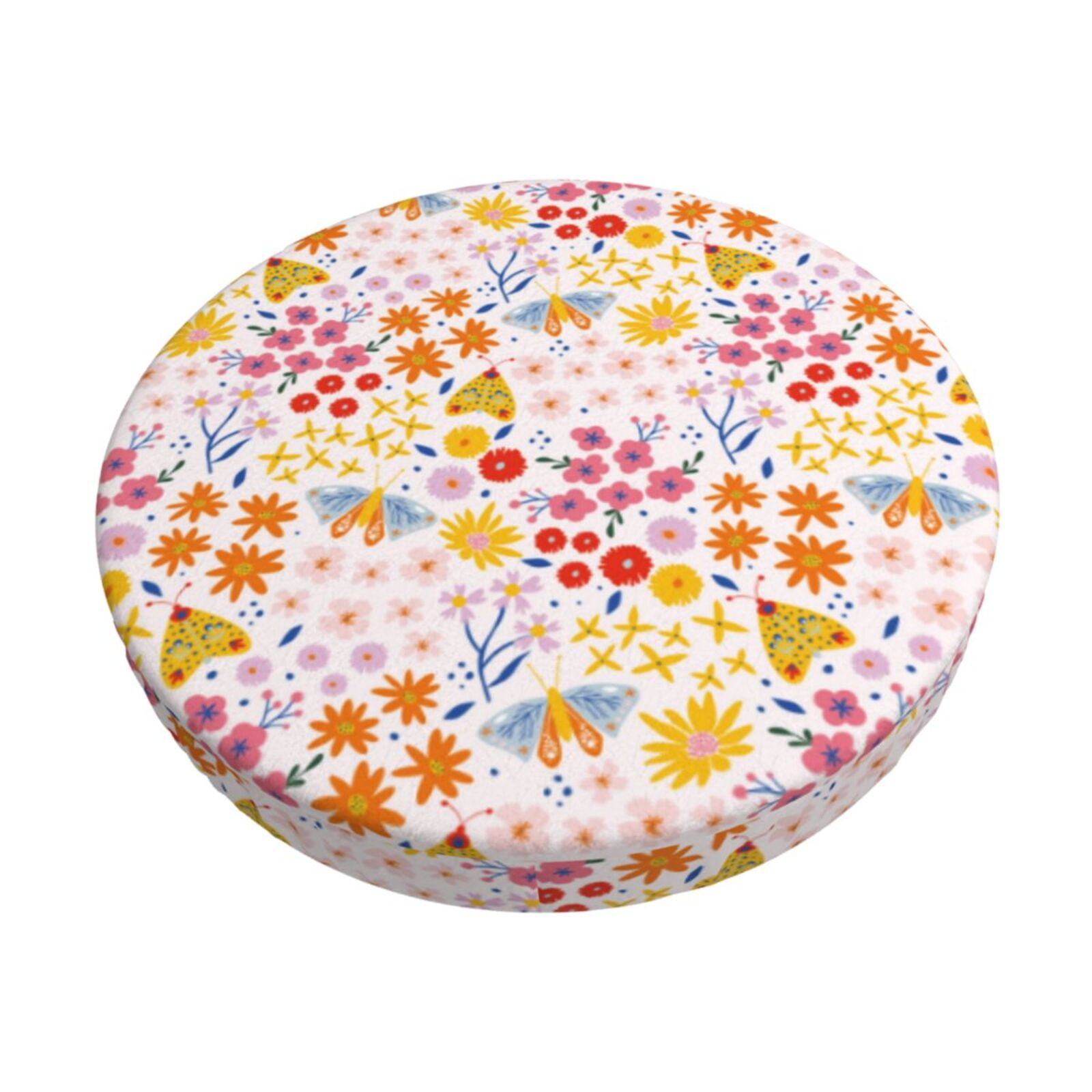 Goofa Colorful Floral Printed Stool Covers Round, Waterproof Round Bar ...