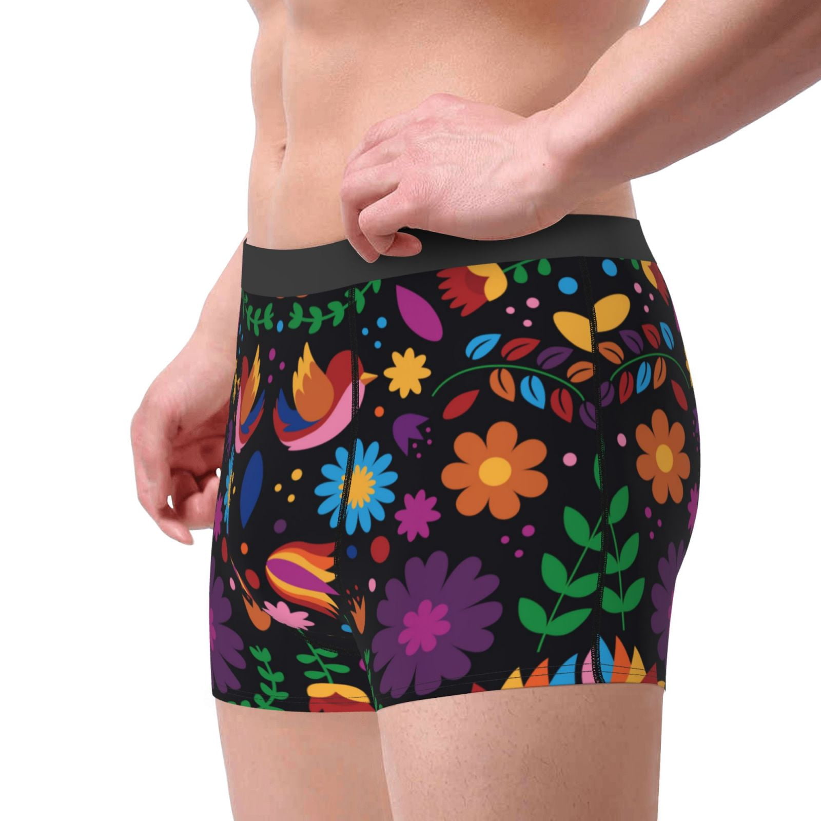 Goofa Colorful Floral2 Printed Men's Boxer Briefs Underwear, Moisture ...