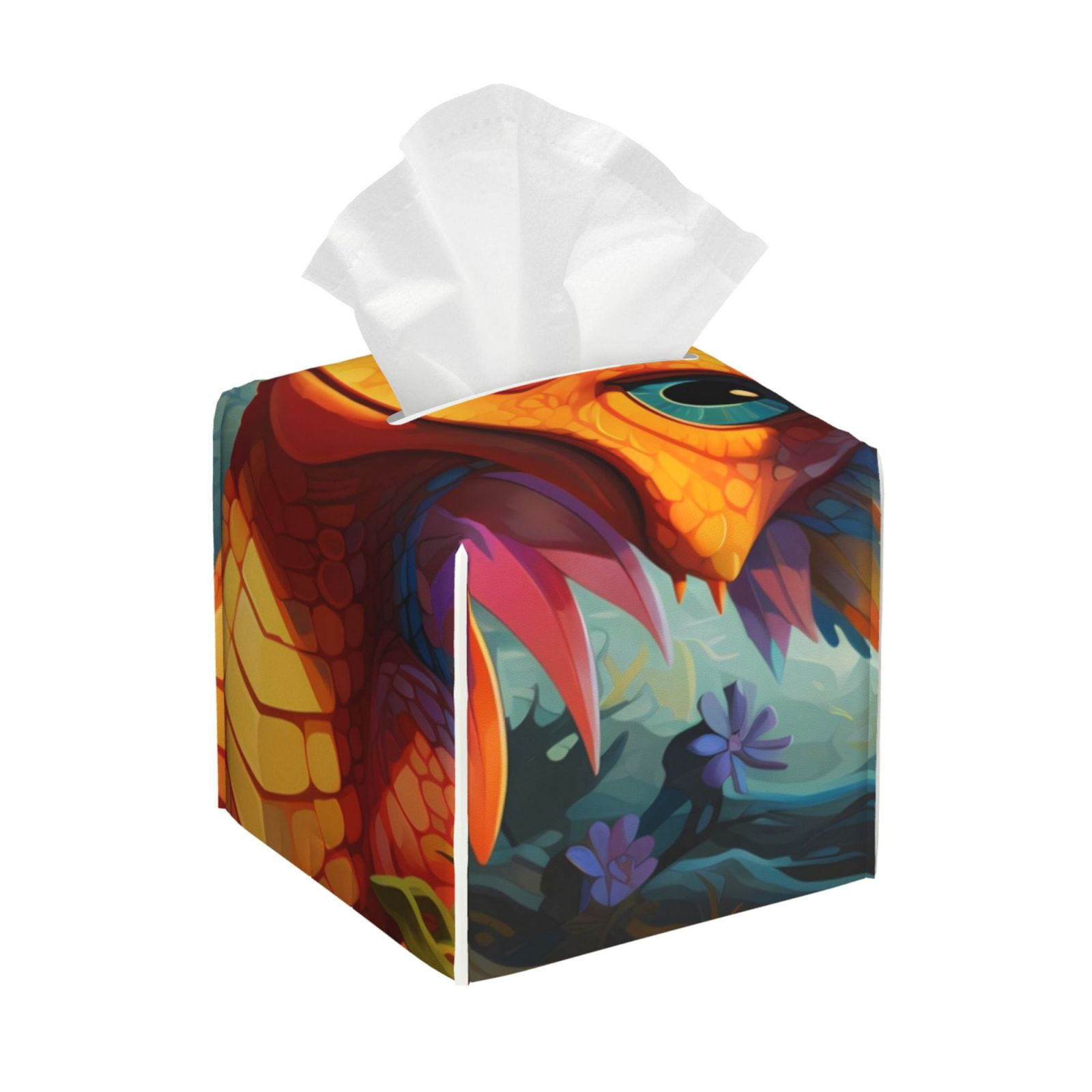 Goofa Colorful Flower Chameleon Tissue Box Cover PVC Leather Tissue ...
