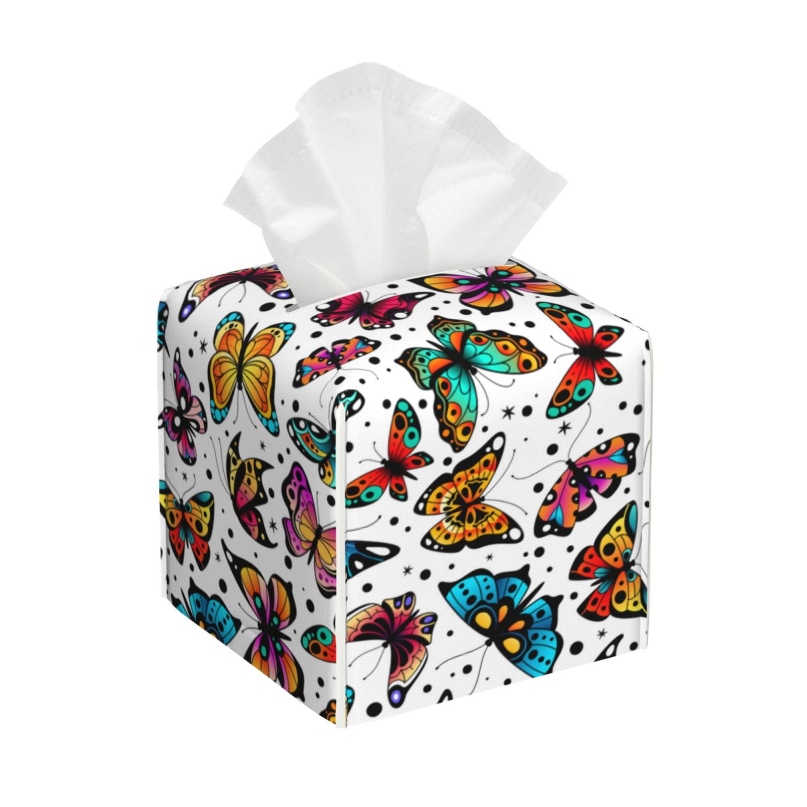 Goofa Colorful Flying Butterflies Tissue Box Cover PVC Leather Tissue ...