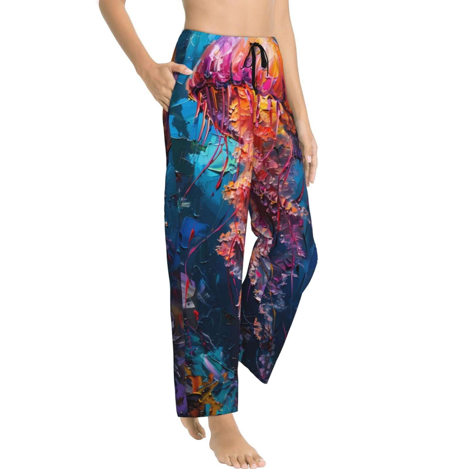 Goofa Colorful Jellyfish Abstract Printed Soft Pajama Pants for Women ...