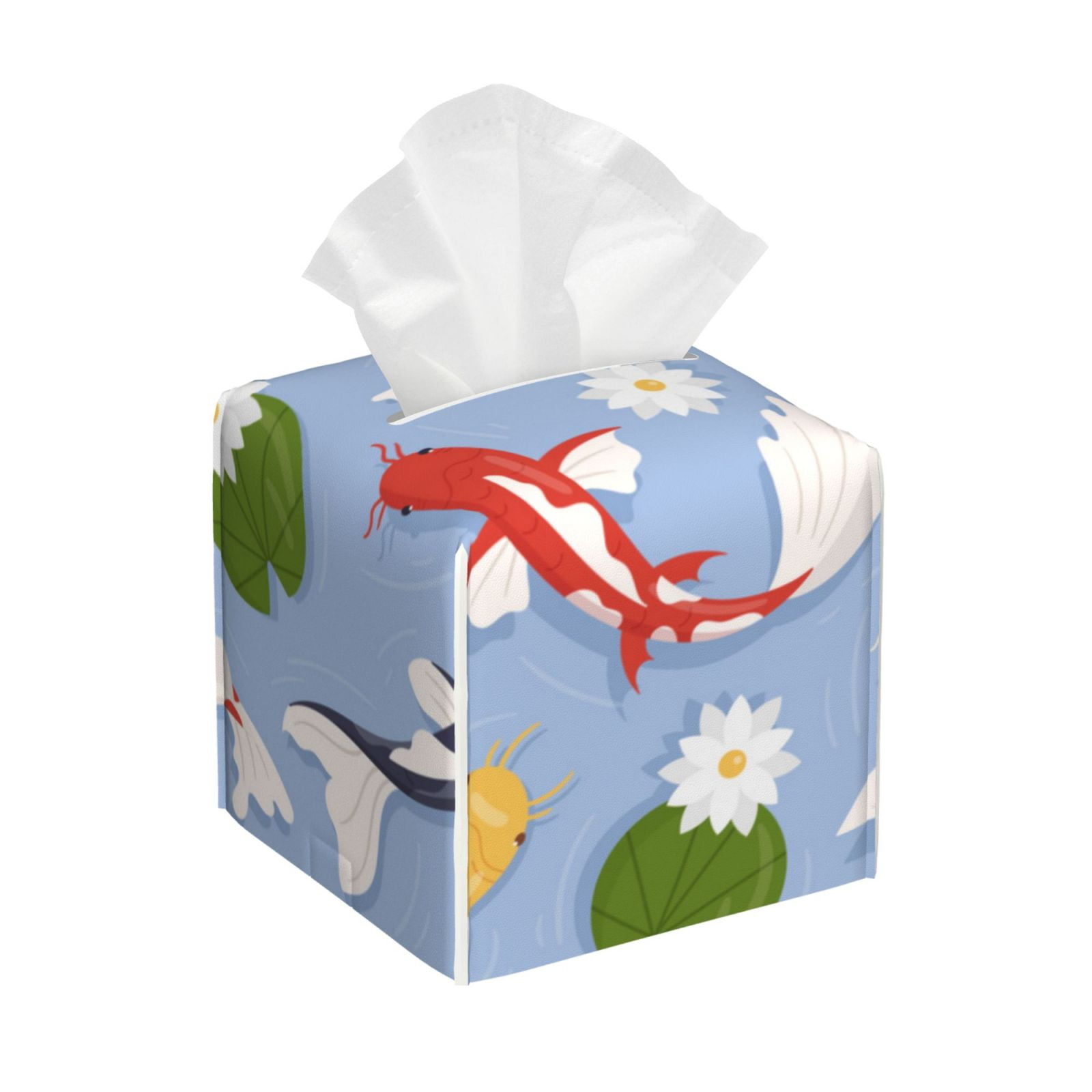 Goofa Colorful Koi Fish Tissue Box Cover PVC Leather Tissue Holder ...