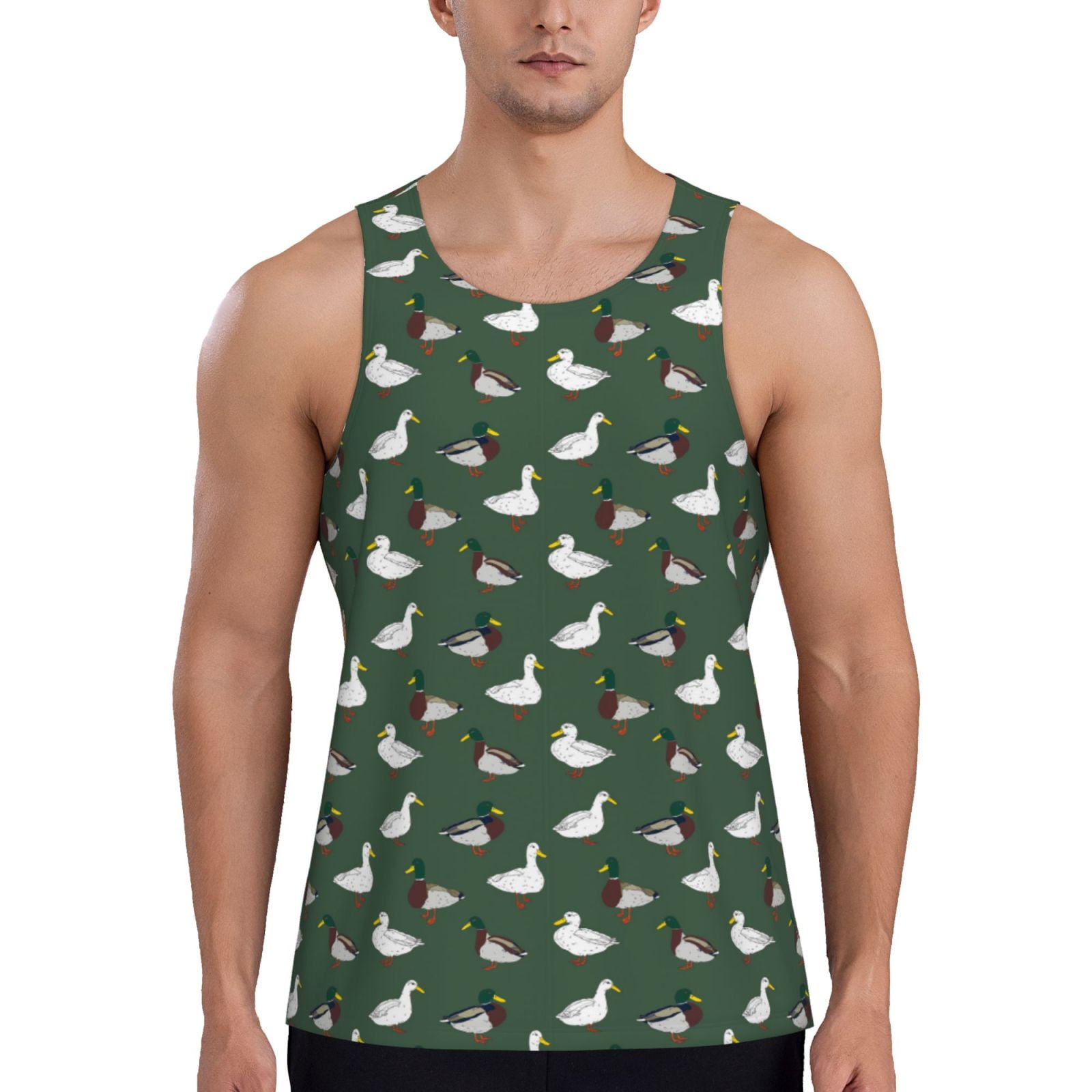 Goofa Colorful Mallard Duck Pattern Men's Workout Tank Top Slim-Fit ...