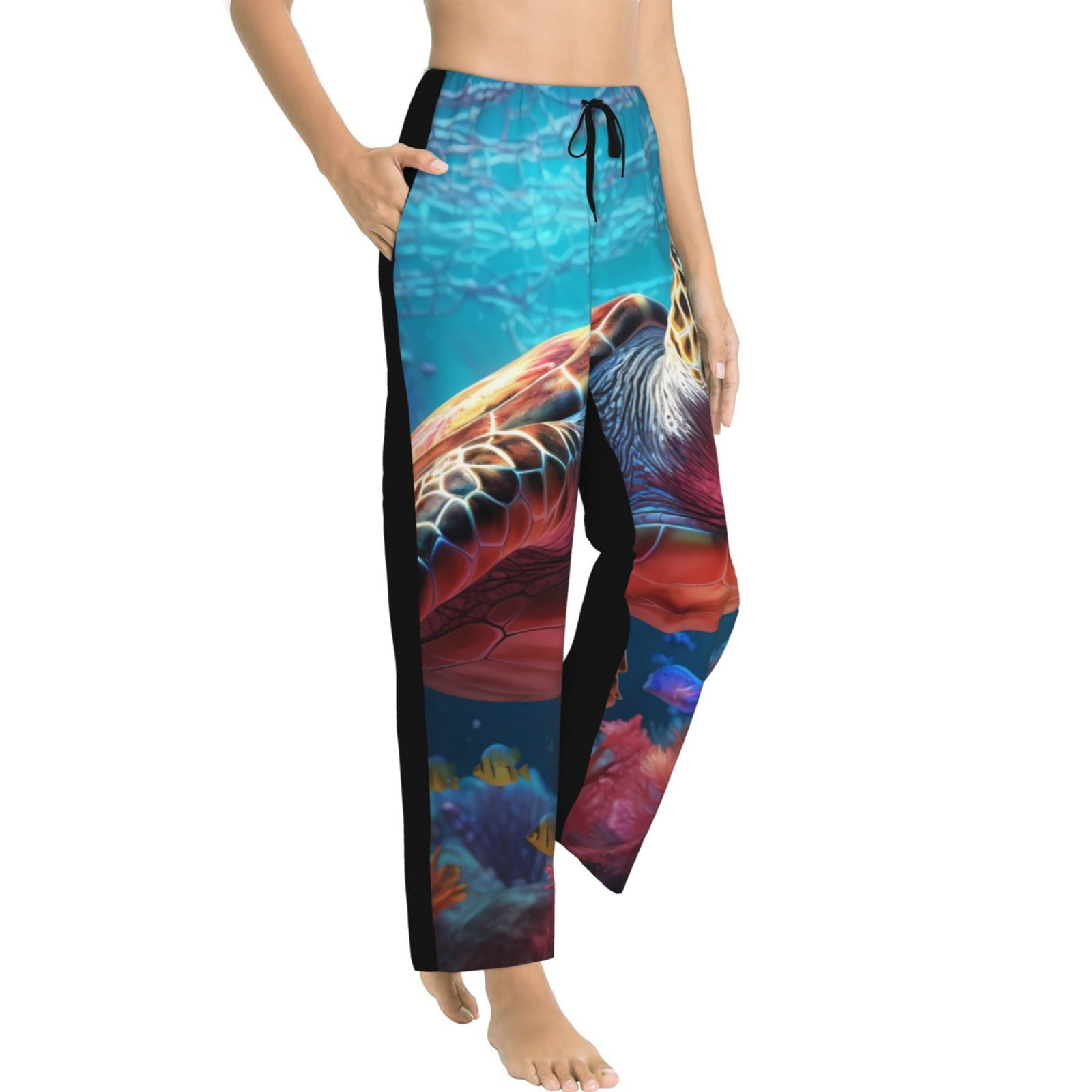 Goofa Colorful Ocean Sea Turtle Printed Soft Pajama Pants for Women ...