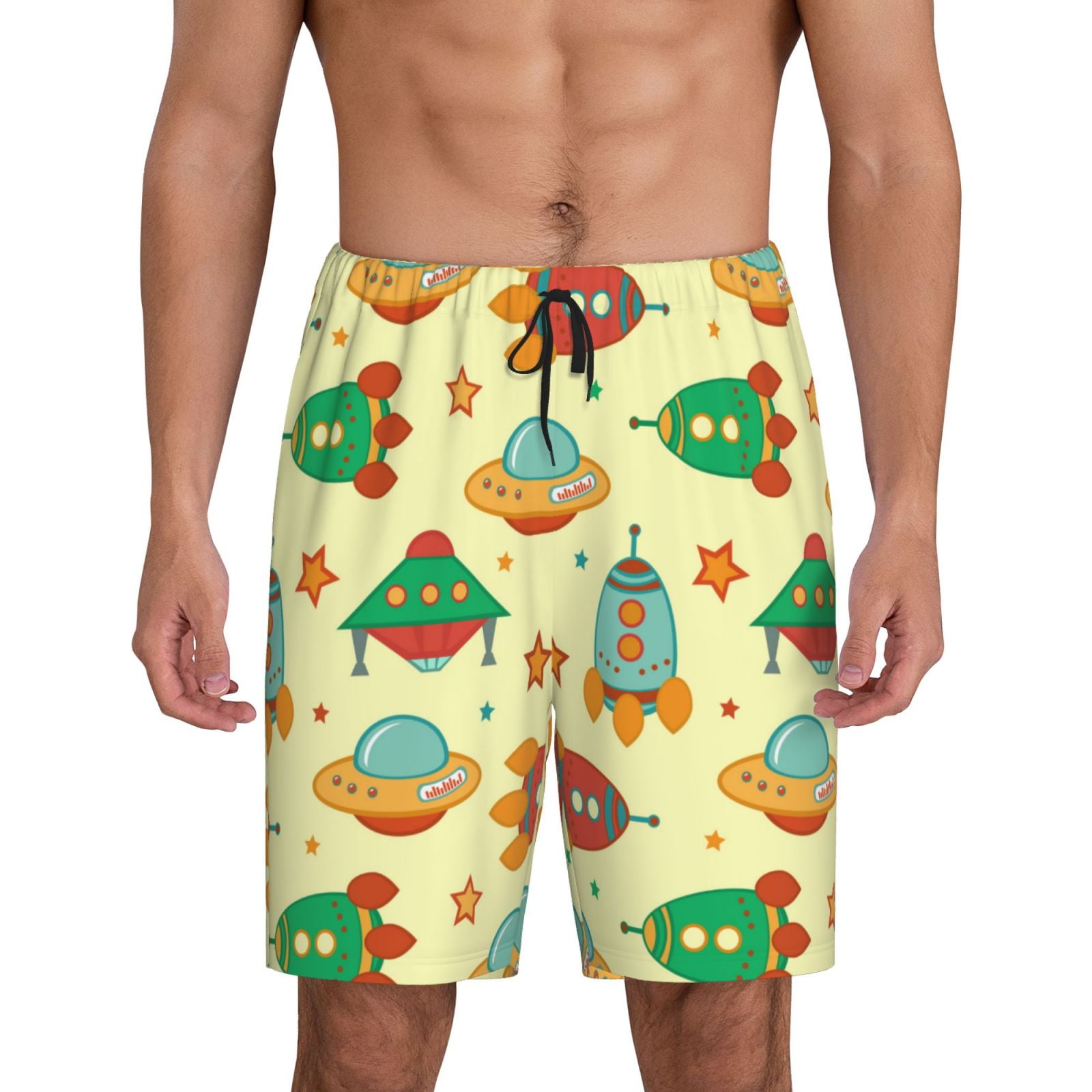 Goofa Colorful Outer Space Pattern Men's Pajama Short Sleep Shorts Soft ...