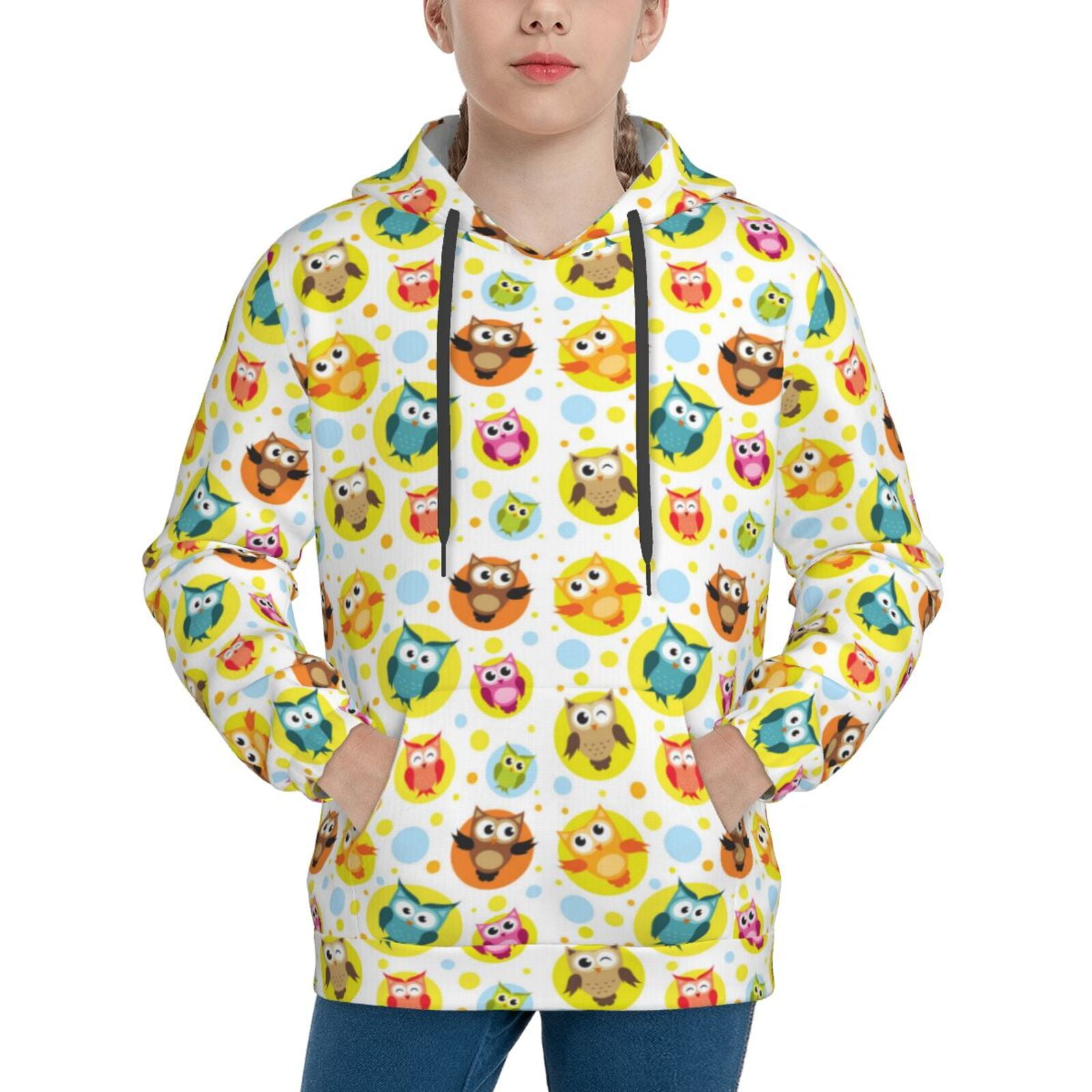 Goofa Colorful Owls 1 Pattern Hooded Sweatshirt for Youth Trendy youth ...