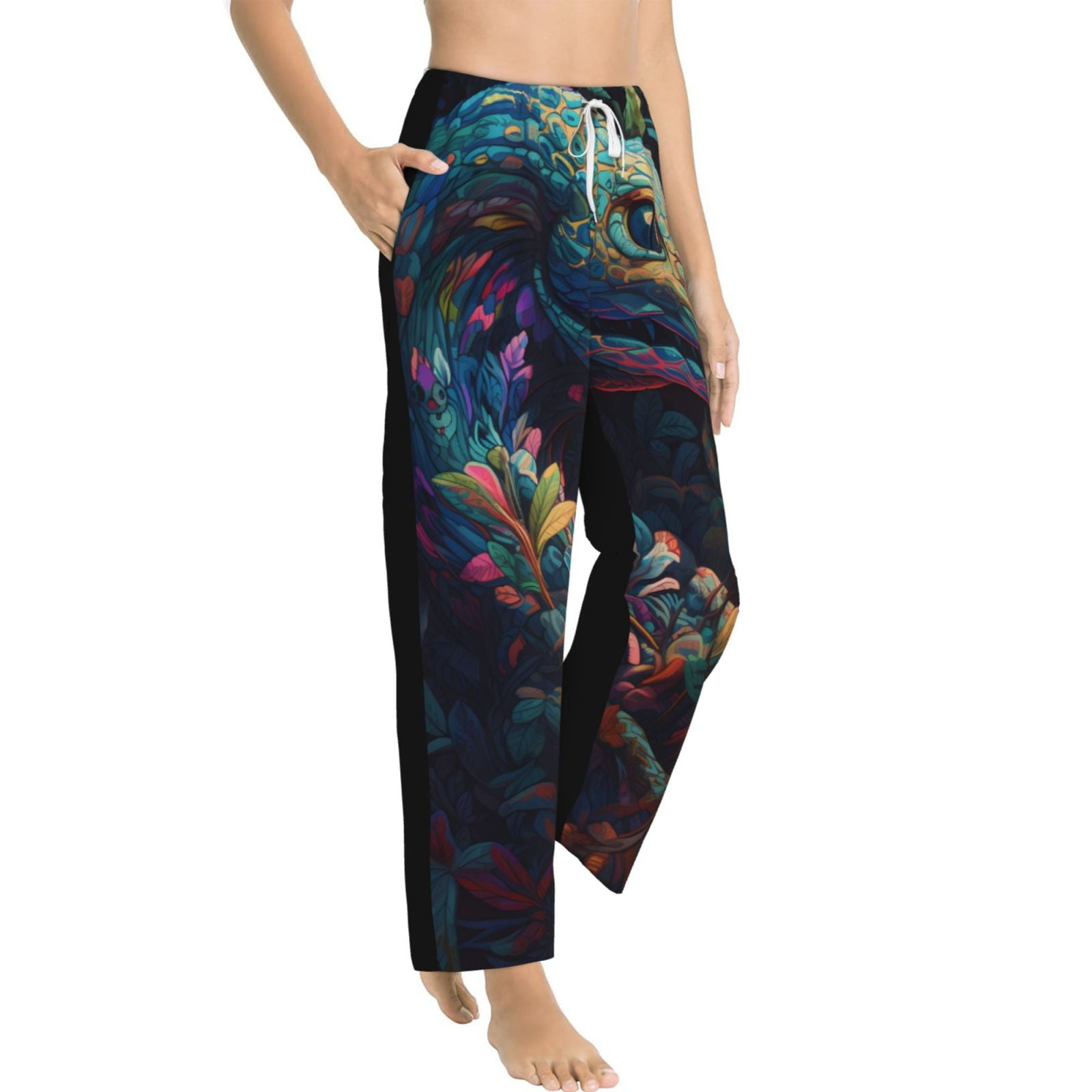 Goofa Colorful Patterned Snake Printed Soft Pajama Pants for Women ...