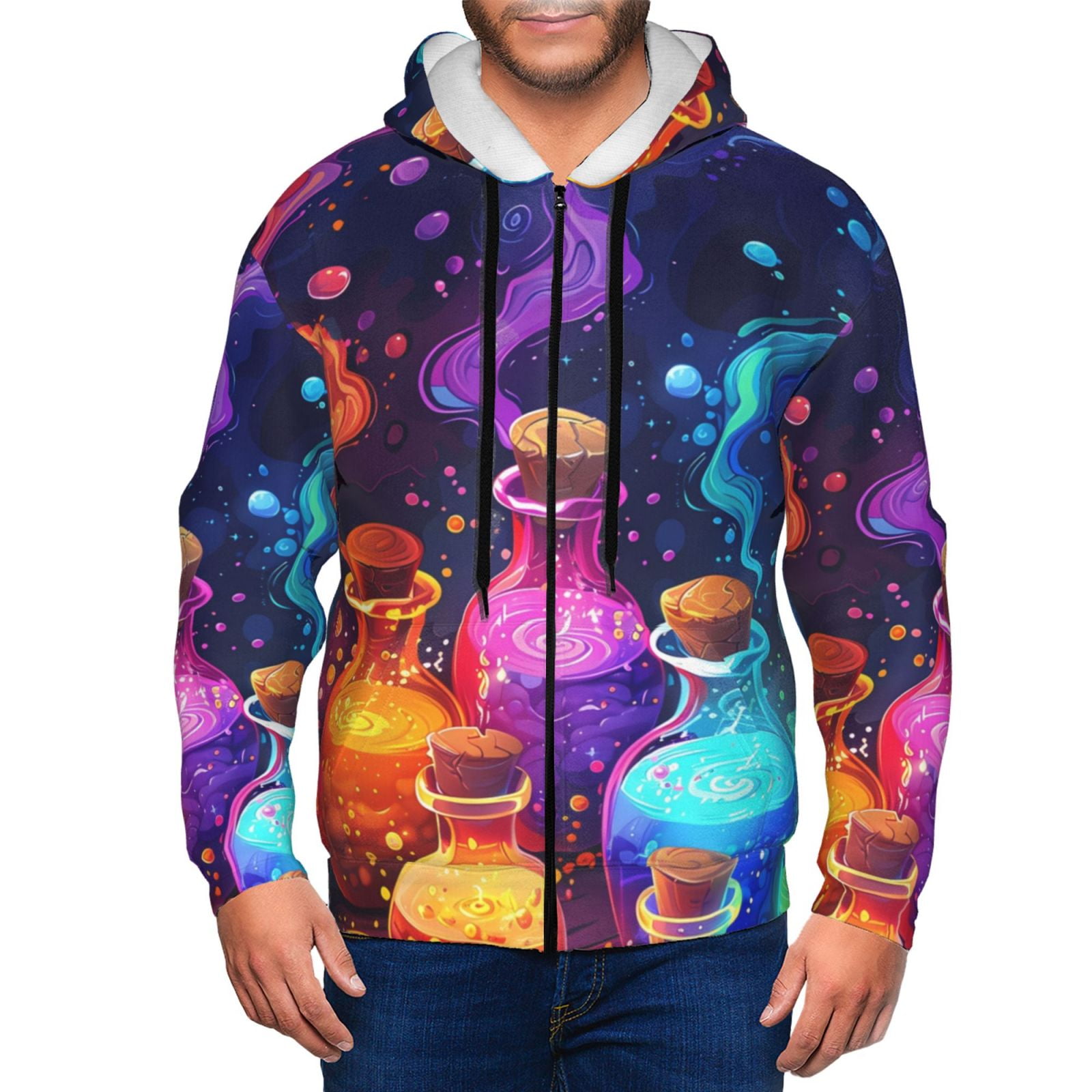 Goofa Colorful Potion Bottles Magic Pattern Mens Full-zip Hoodie, Zip ...