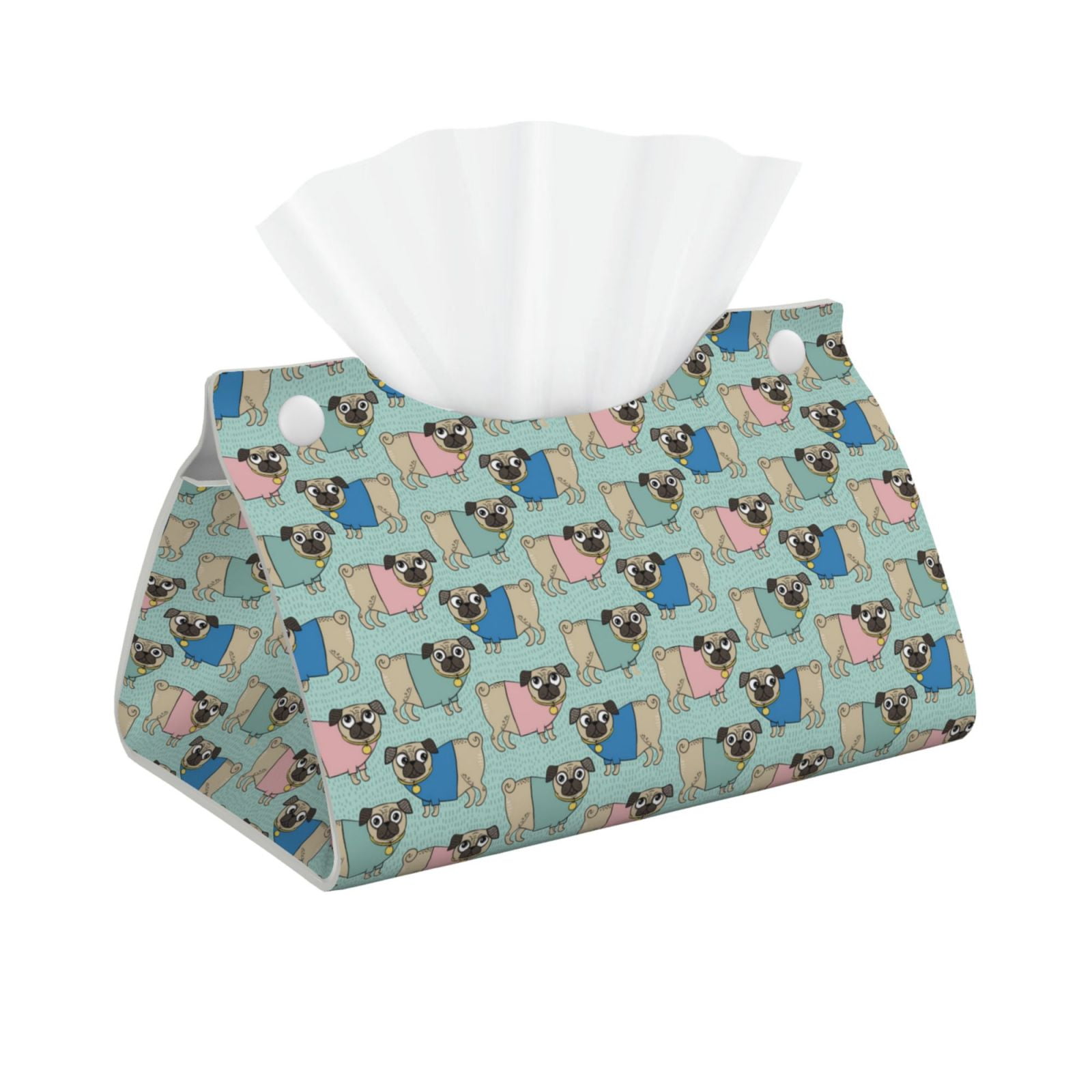 Goofa Colorful Pugs Pattern Triangle Square Tissue Box Cover, Modern ...