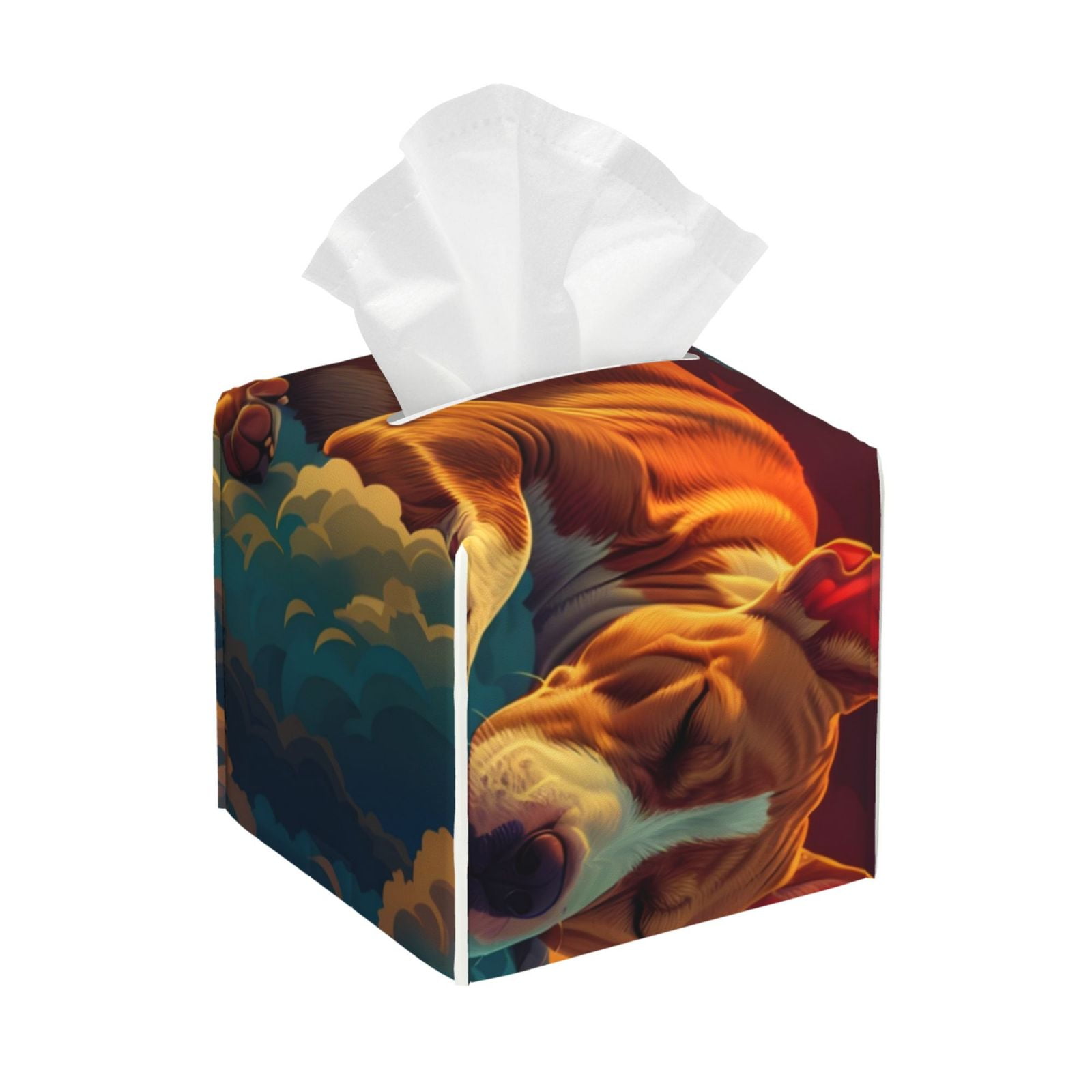 Goofa Colorful Starry Sky Sleep Dog Tissue Box Cover PVC Leather Tissue ...