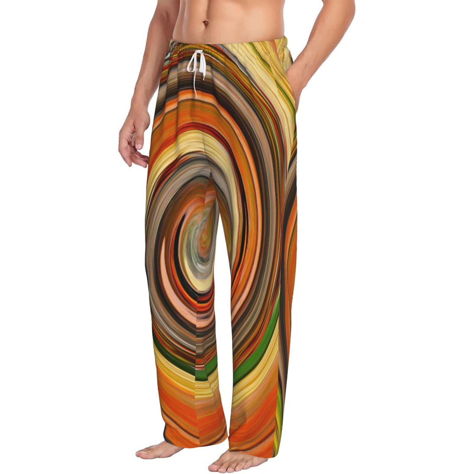 Goofa Colorful Swirl Printed Soft Pajama Pants for Men, Wide Leg Comfy ...