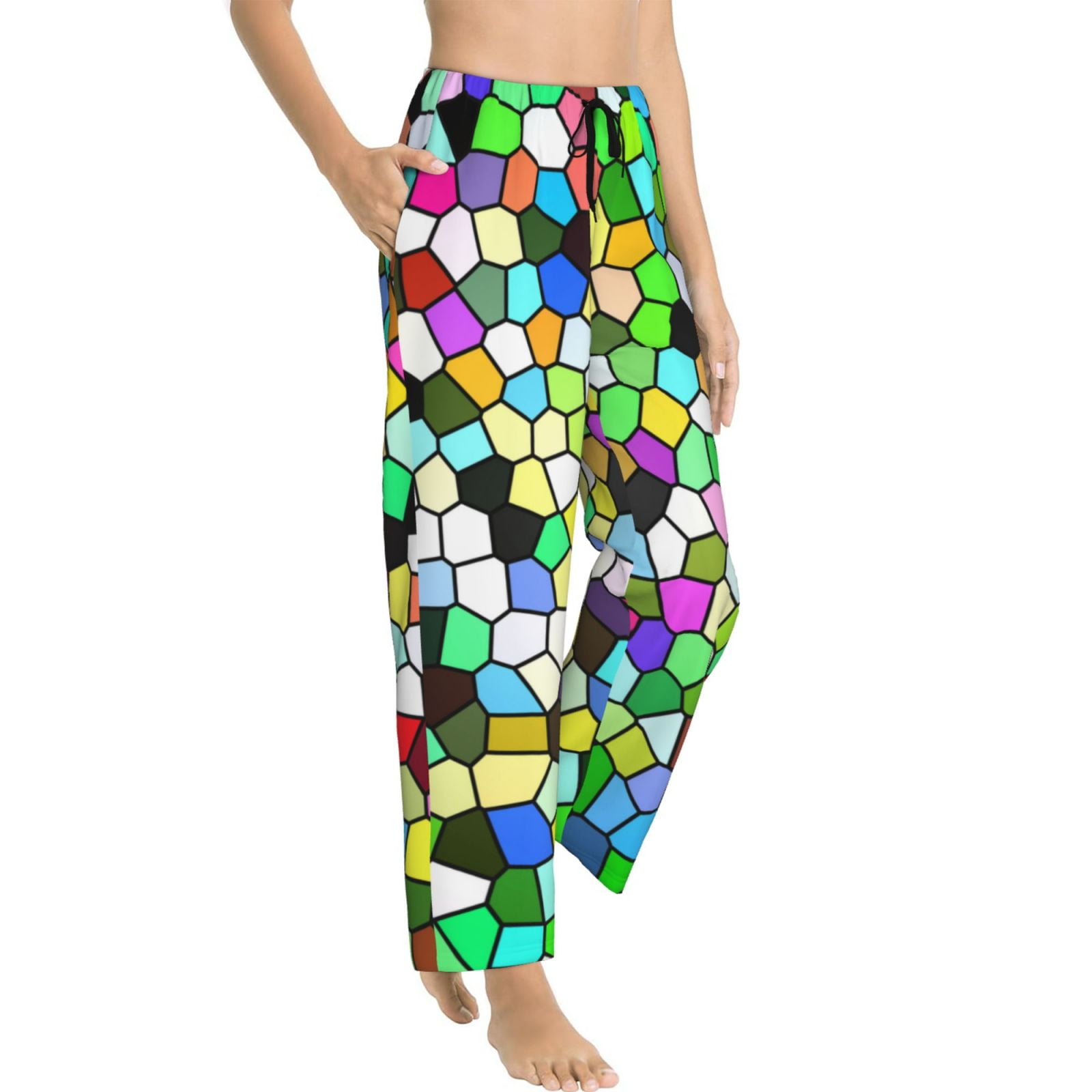 Goofa Colorful Tie Dye Stained Glass Printed Soft Pajama Pants for ...