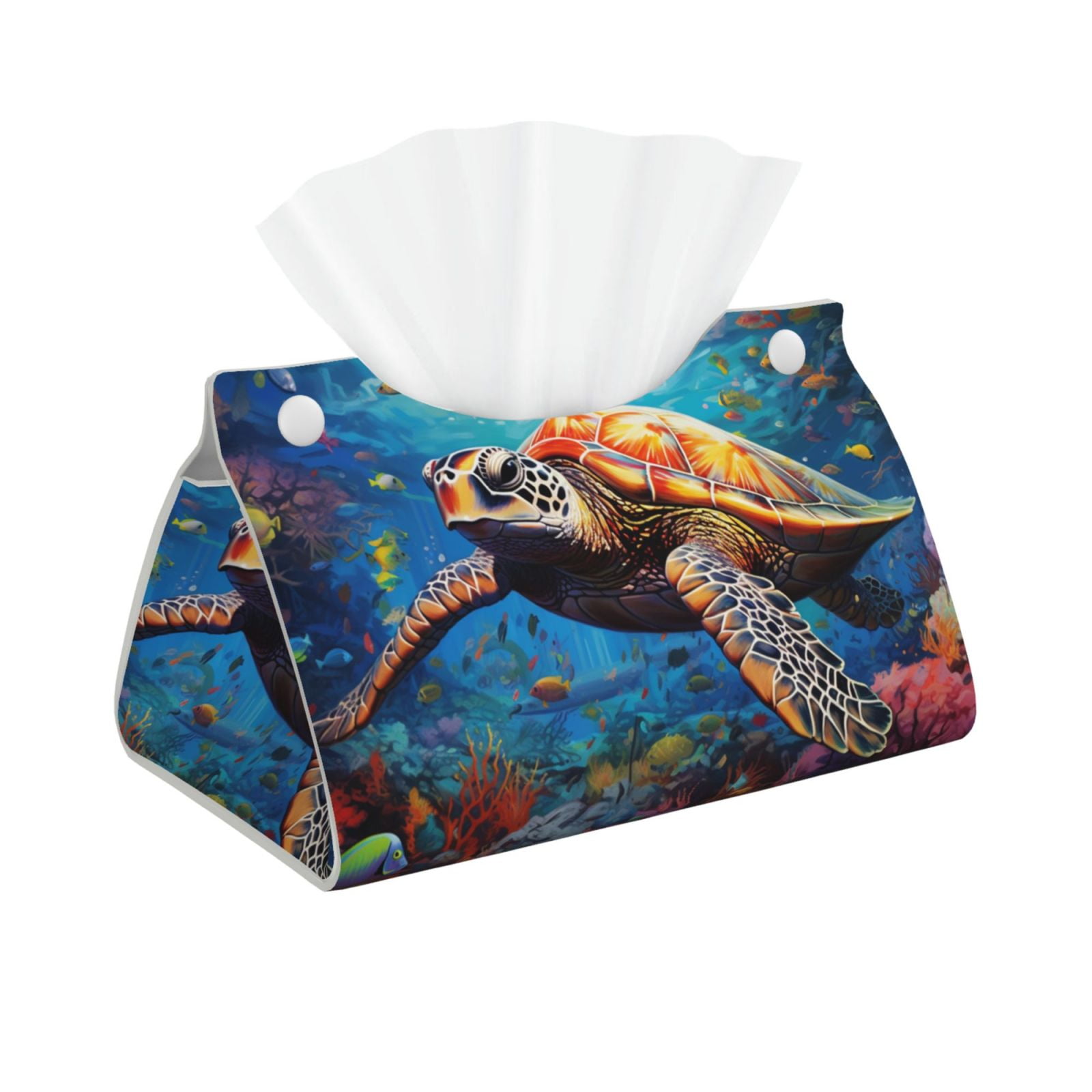 Goofa Colorful Underwater Sea Turtle Pattern Triangle Square Tissue Box ...
