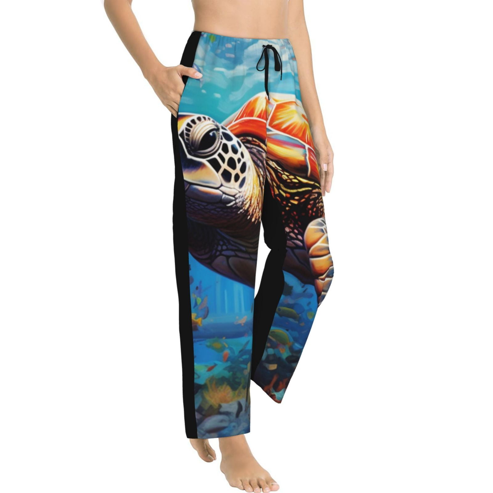Goofa Colorful Underwater Sea Turtle Printed Soft Pajama Pants for ...