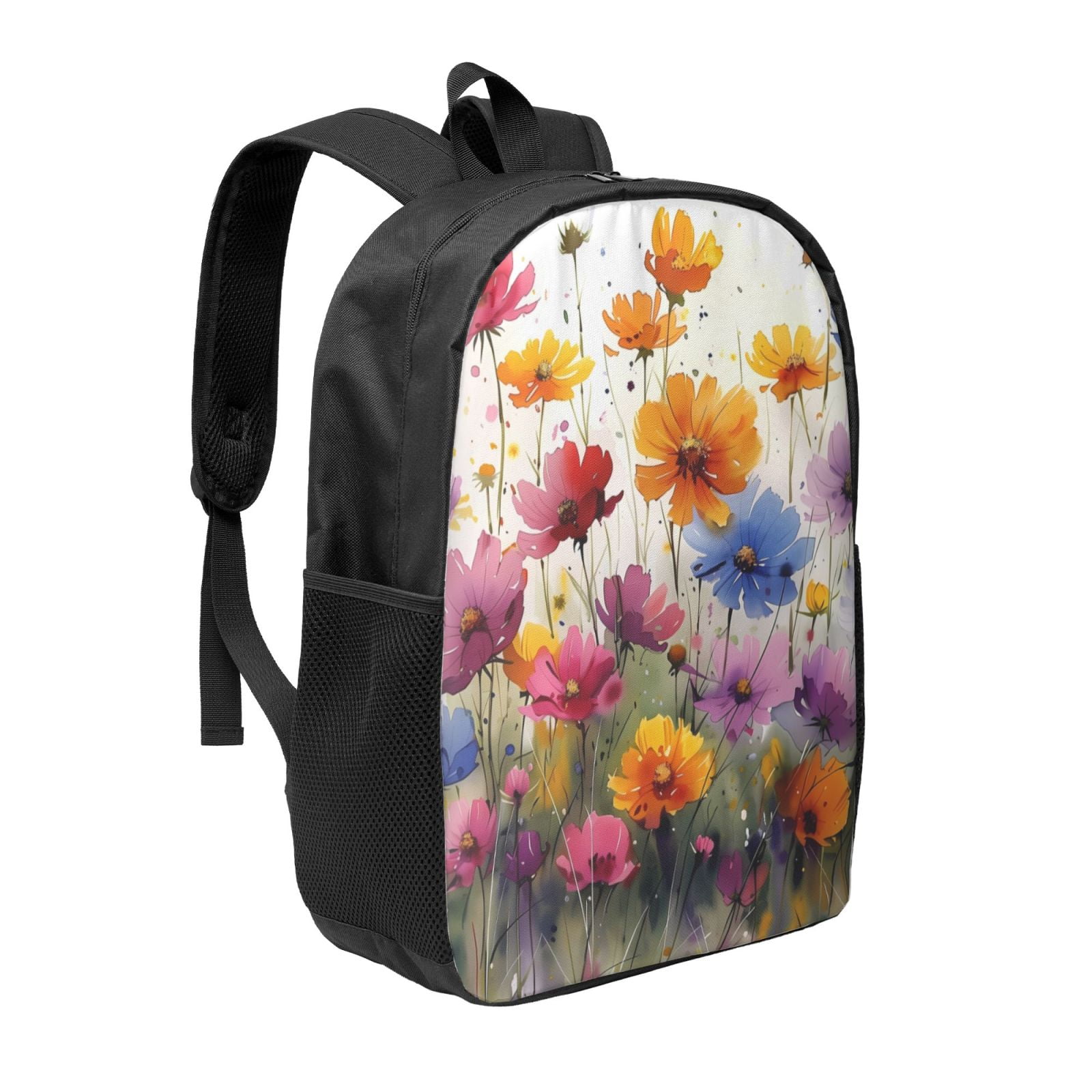 Goofa Colorful Wildflower Meadow Pattern 17in Student Backpack - School ...