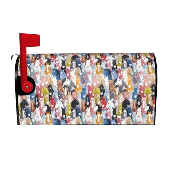Goofa Colourful Horses Pattern Mailbox Cover, Mailbox Decoration with ...
