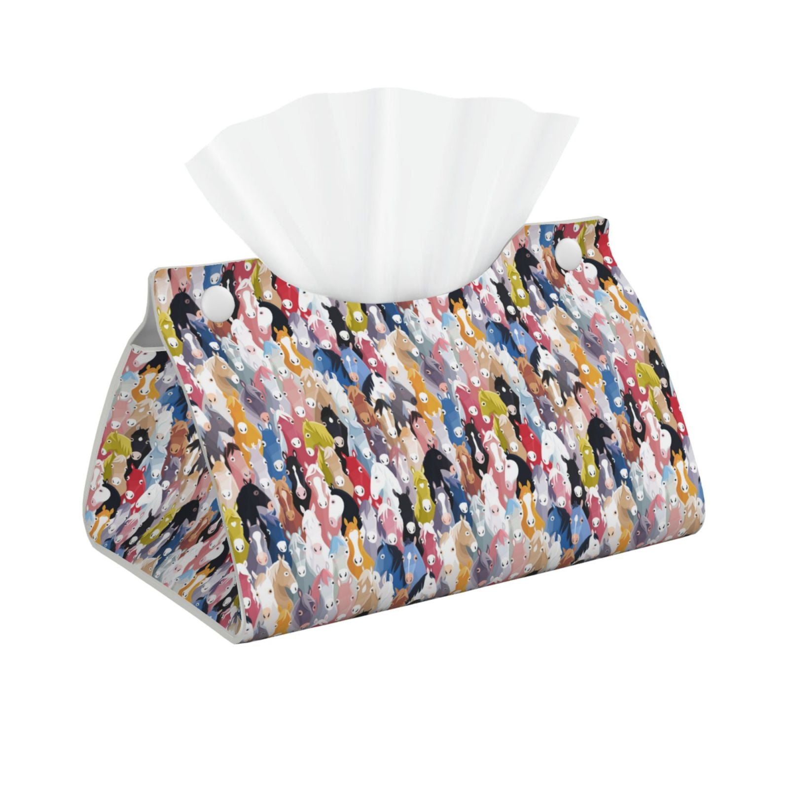 Goofa Colourful Horses Pattern Triangle Square Tissue Box Cover, Modern ...