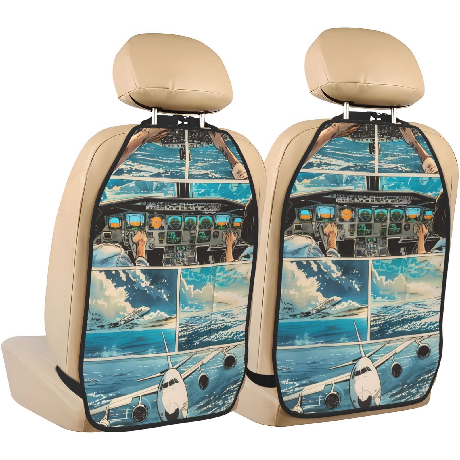 Goofa Comic Airplane Cockpit Illustration Pattern Car Back Seat ...