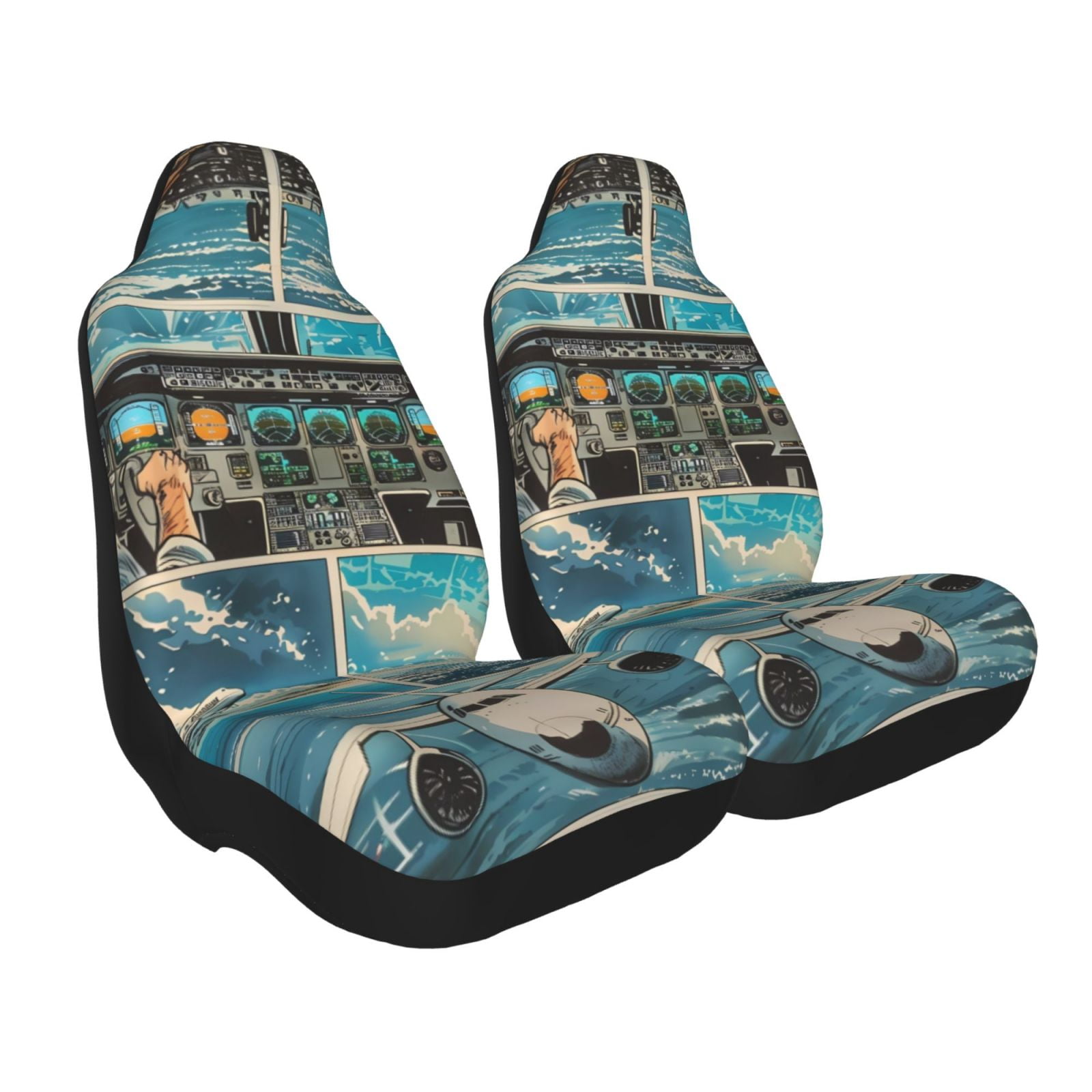 Goofa Comic Airplane Cockpit Illustration Printed Car Seat Covers ...