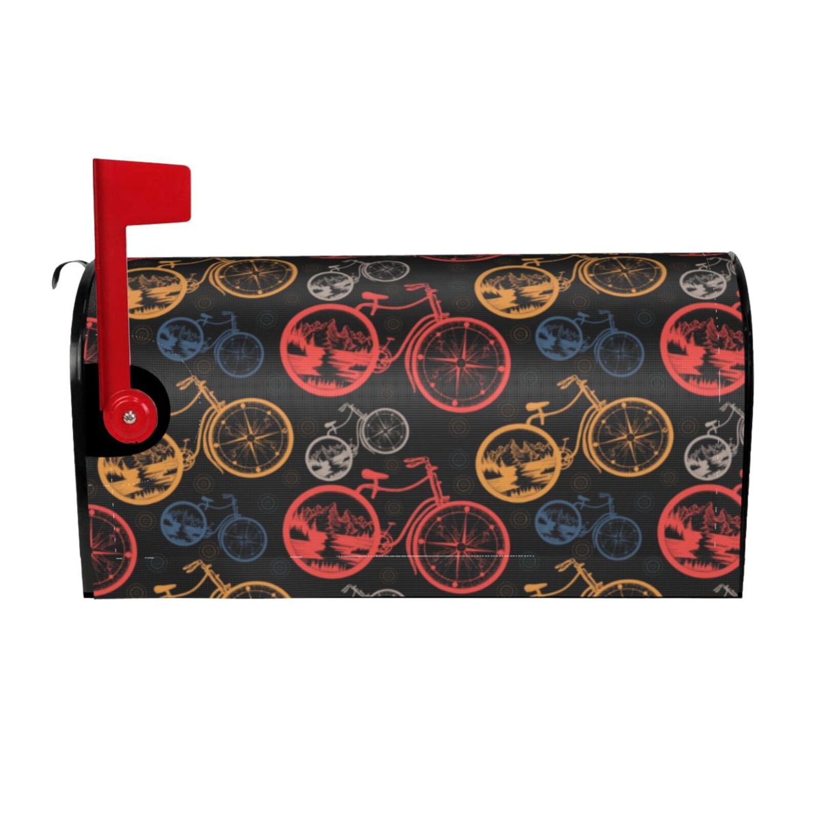 Goofa Compass And Mountains In Bicycle Wheels1 Pattern Mailbox Cover ...