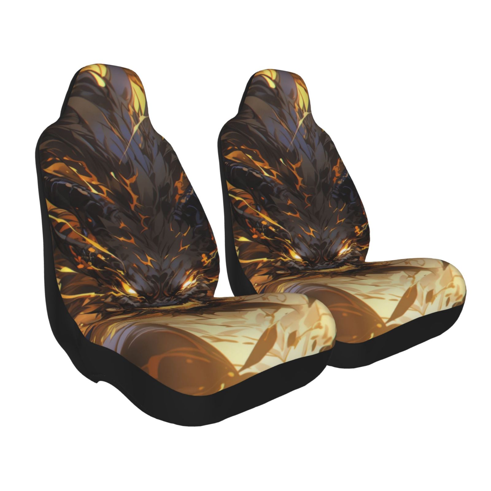 Goofa Cool Black Gold Dragon Printed Car Seat Covers, Automotive Seat ...
