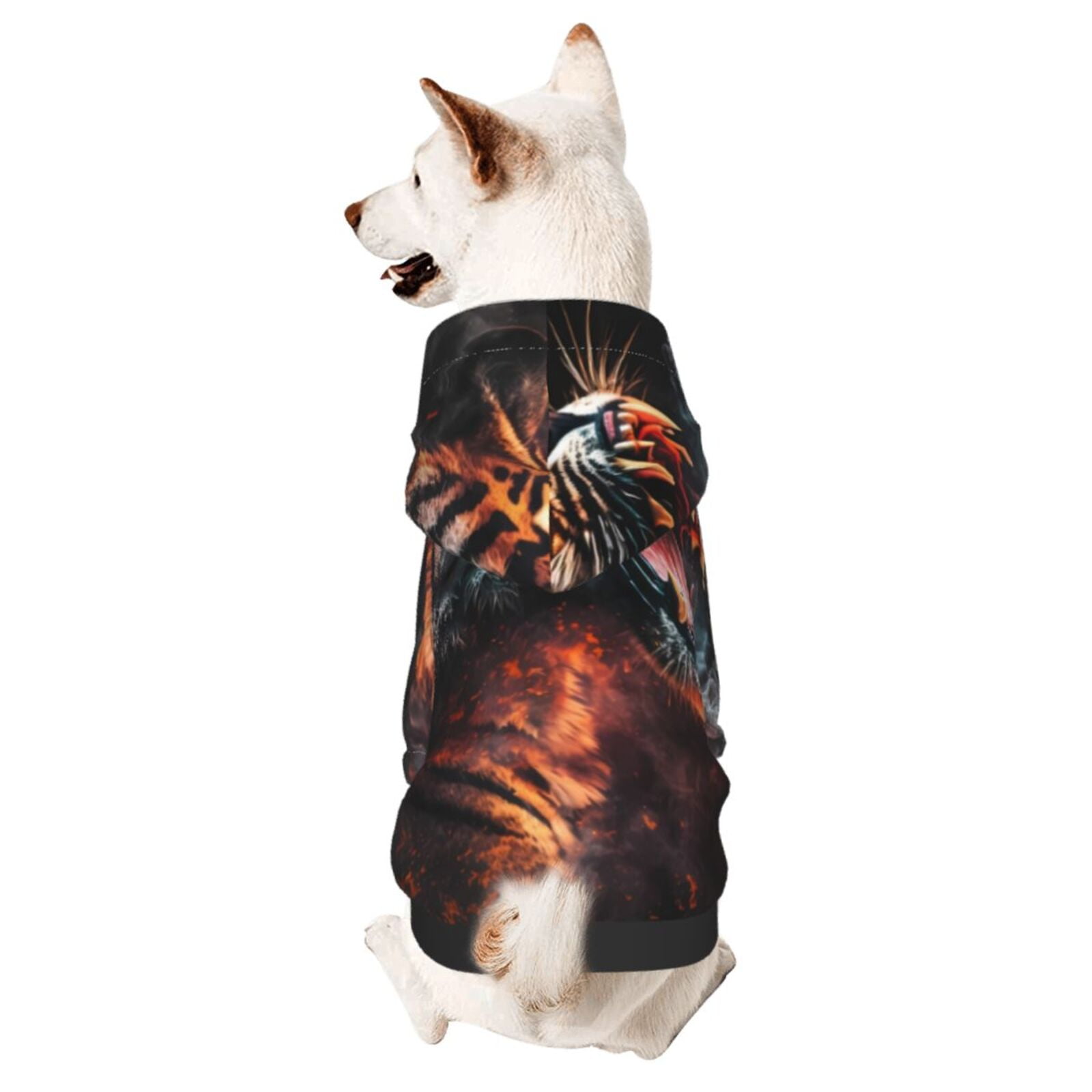 Goofa Cool Tiger Pattern Small Dog Sweater Hoodies Pet Grey Hooded Soft ...