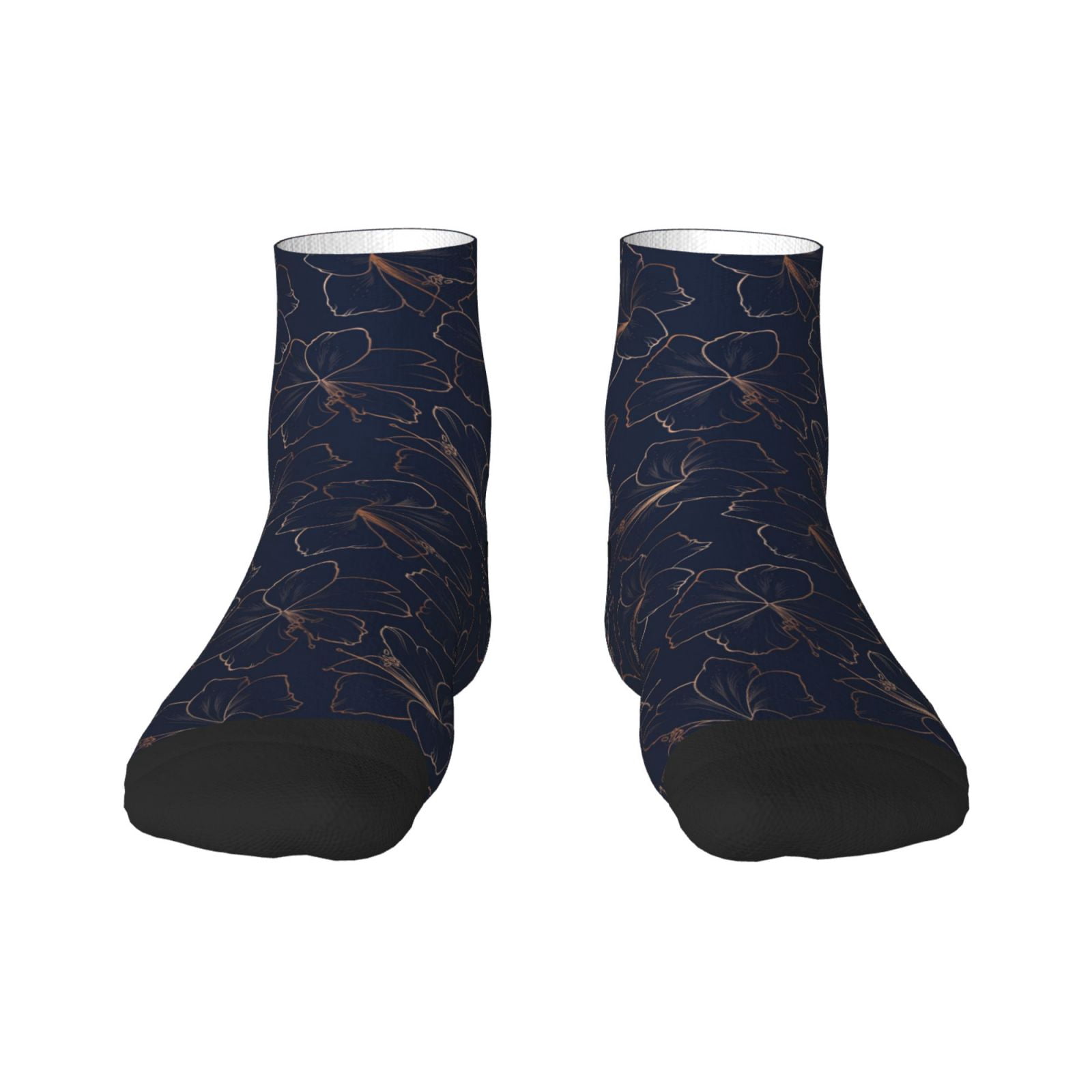 Goofa Copper-Gold Gloss Outline Lily Flower Pattern Non Slip Socks with ...
