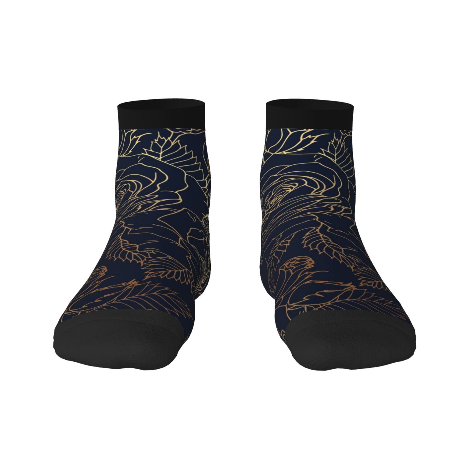 Goofa Copper-Gold Gloss Outline Rose Pattern Non Slip Socks with Grips ...