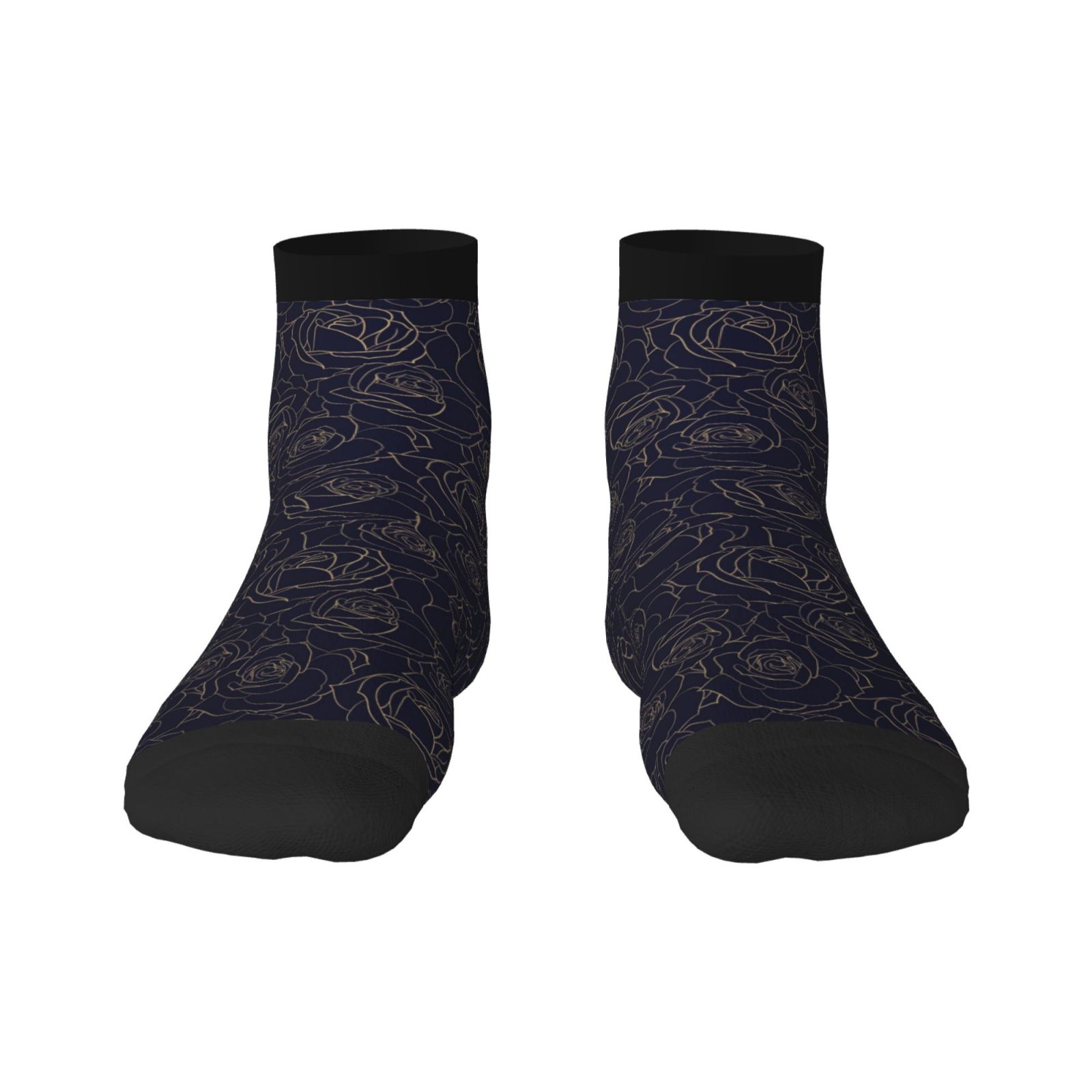 Goofa Copper-Gold Gloss Outline Rose1 Pattern Non Slip Socks with Grips ...